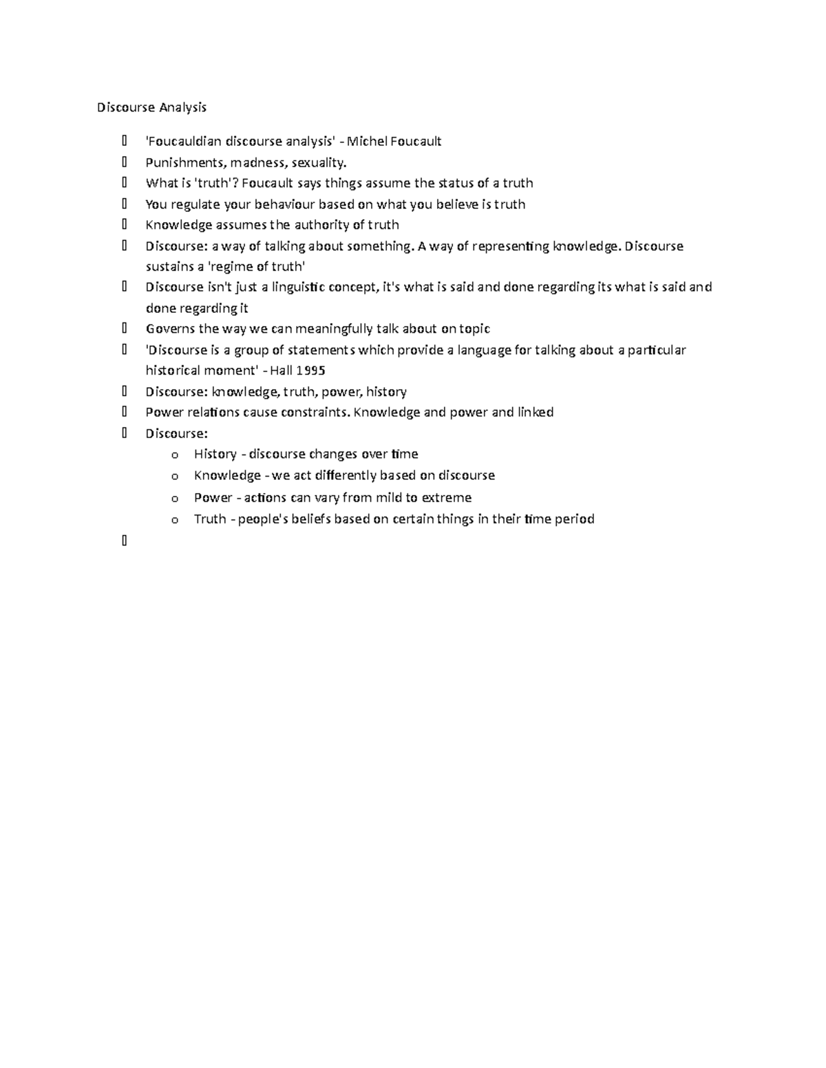 Discourse Analysis Lecture Notes 1 Discourse Analysis Foucauldian