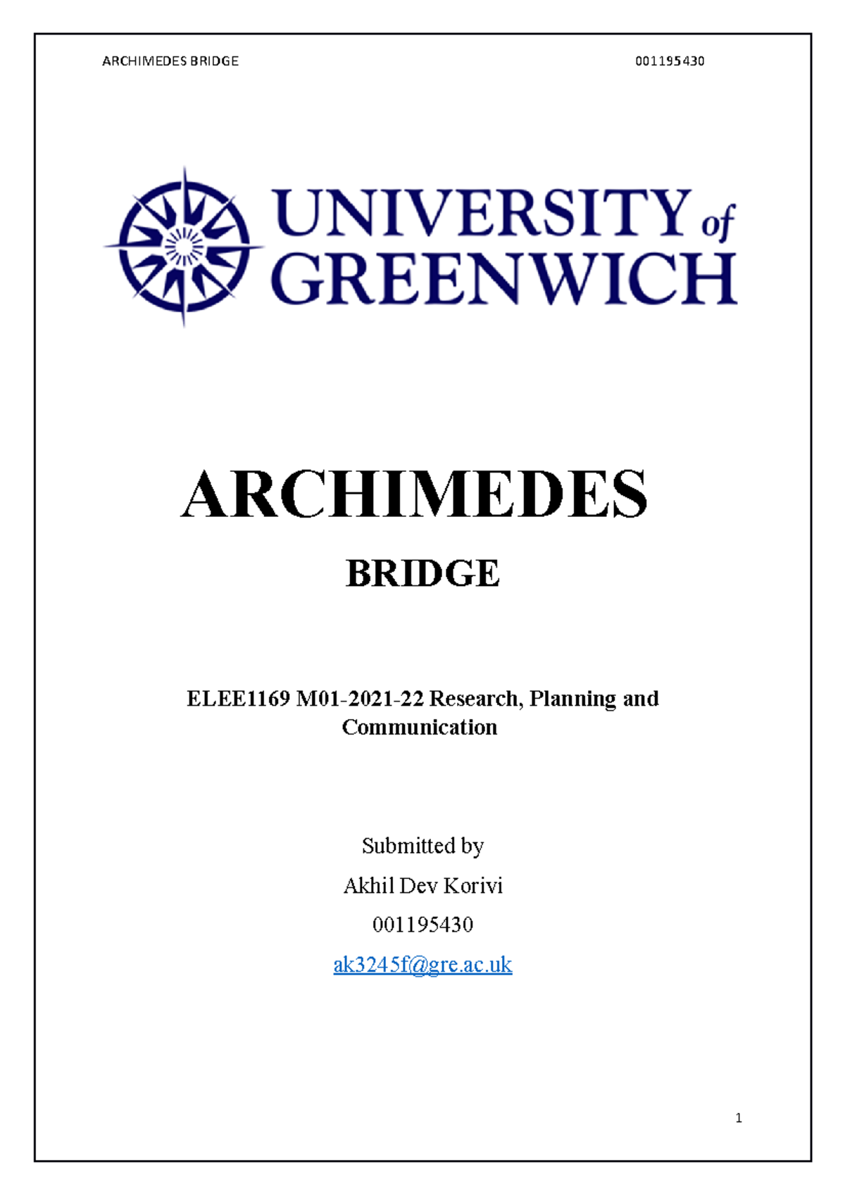 Akhil RPC - rtghjkl - ARCHIMEDES BRIDGE ELEE1169 M01-2021-22 Research ...