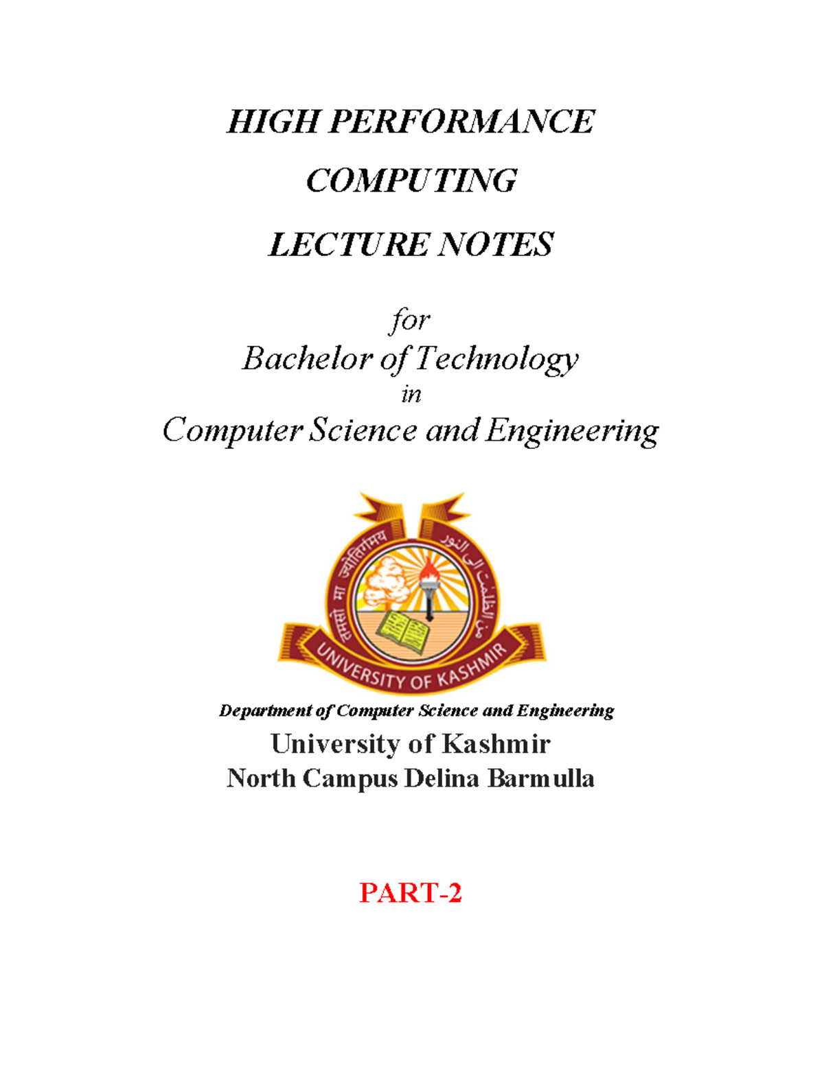 HIGH Performance Computing 8th Sem PART 2 - HIGH PERFORMANCE COMPUTING ...