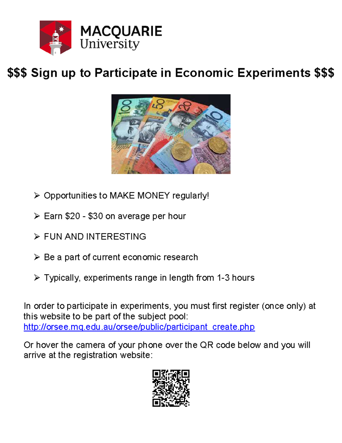 Economic experiments how to sign up - $$$ Sign up to Participate in ...