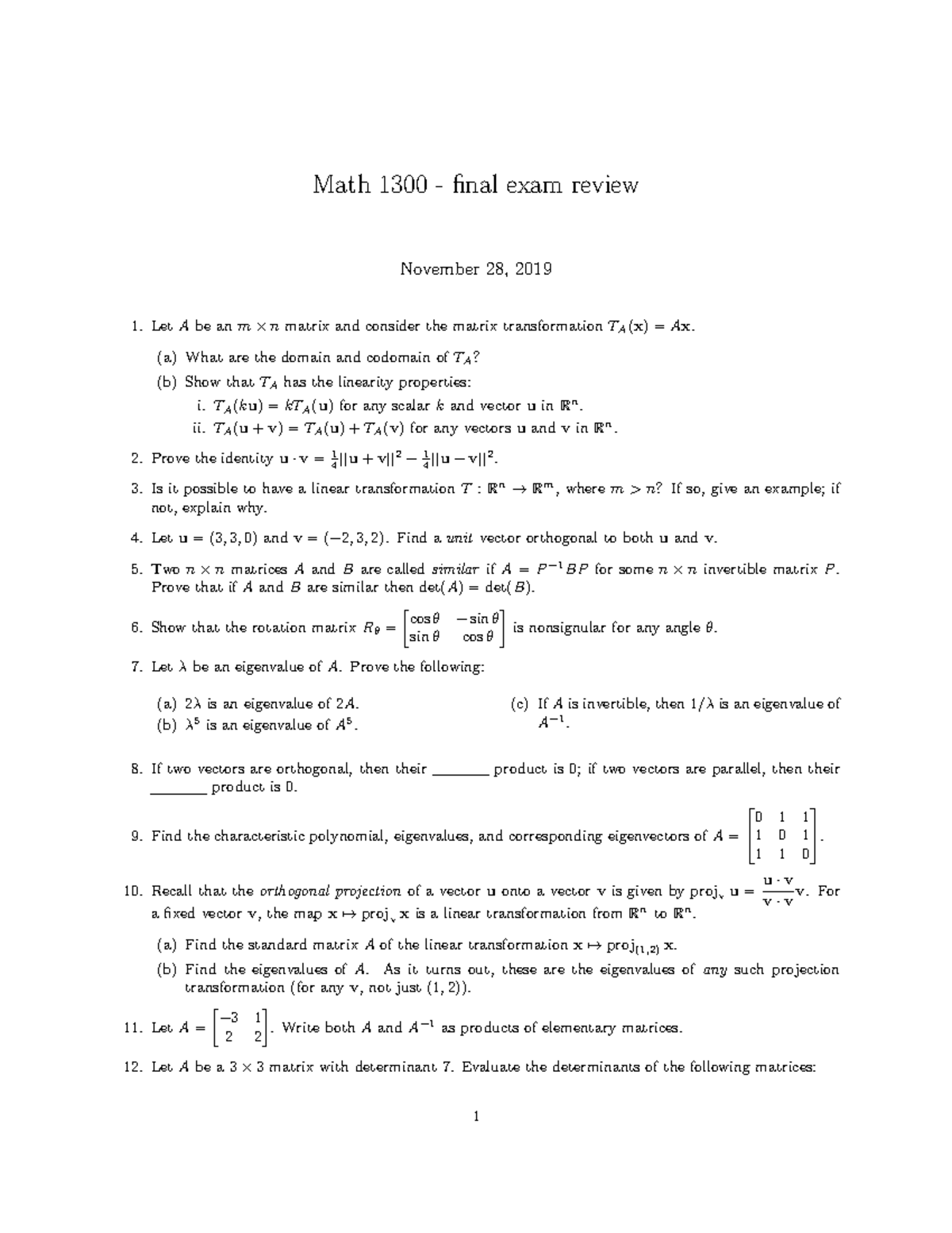 Finalreview - Math 1300 - Math 1300 - final exam review November 28 ...
