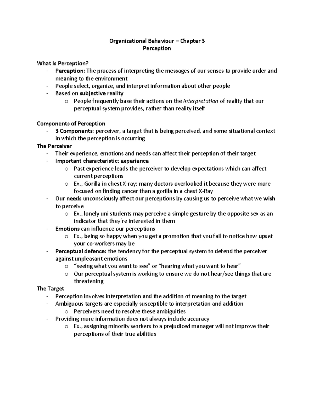 Organizational Behaviour Perception Bu288 Wlu Studocu