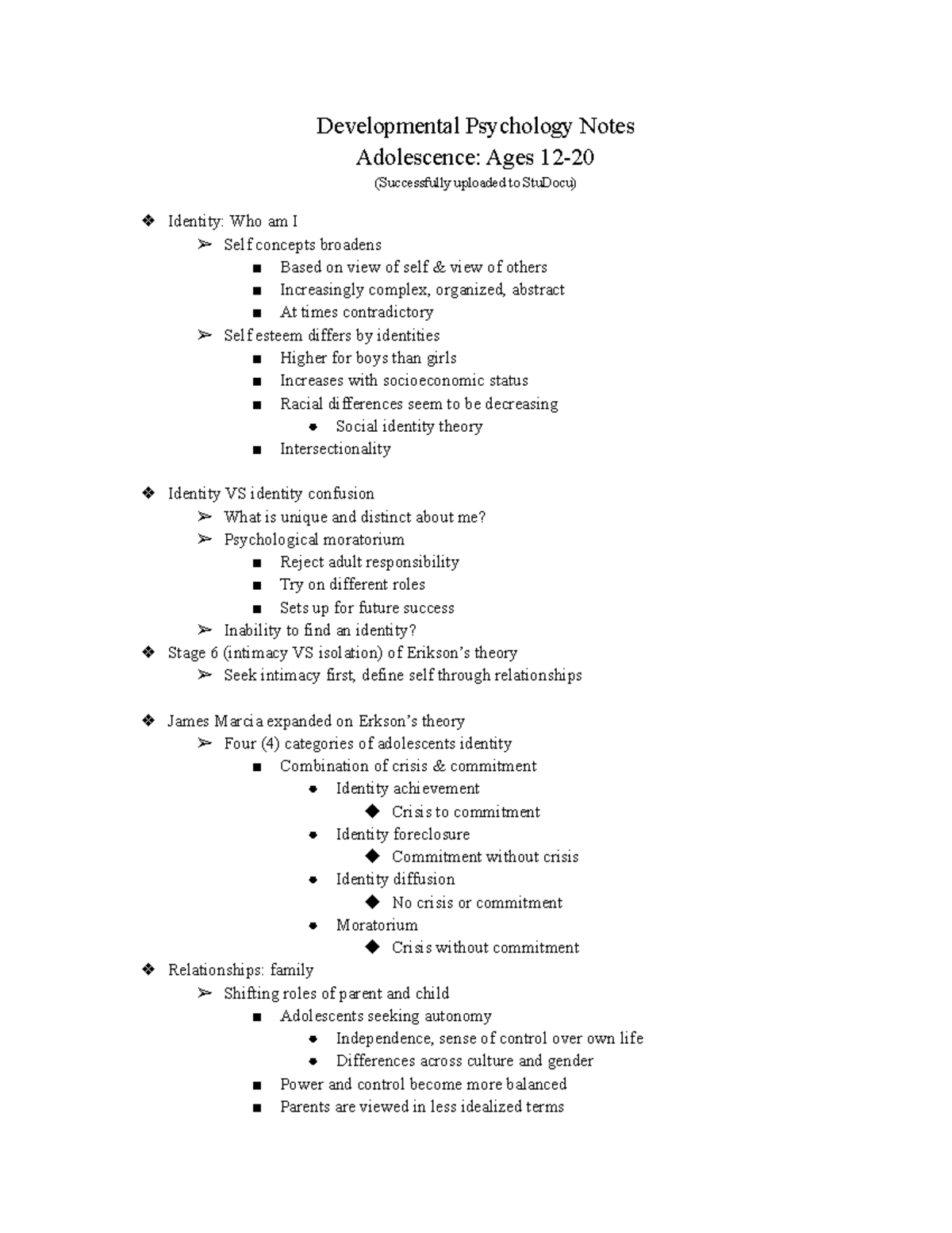 Developmental Psychology: Adolescents Ages 12-20 - PSYC 231 - Xavier ...