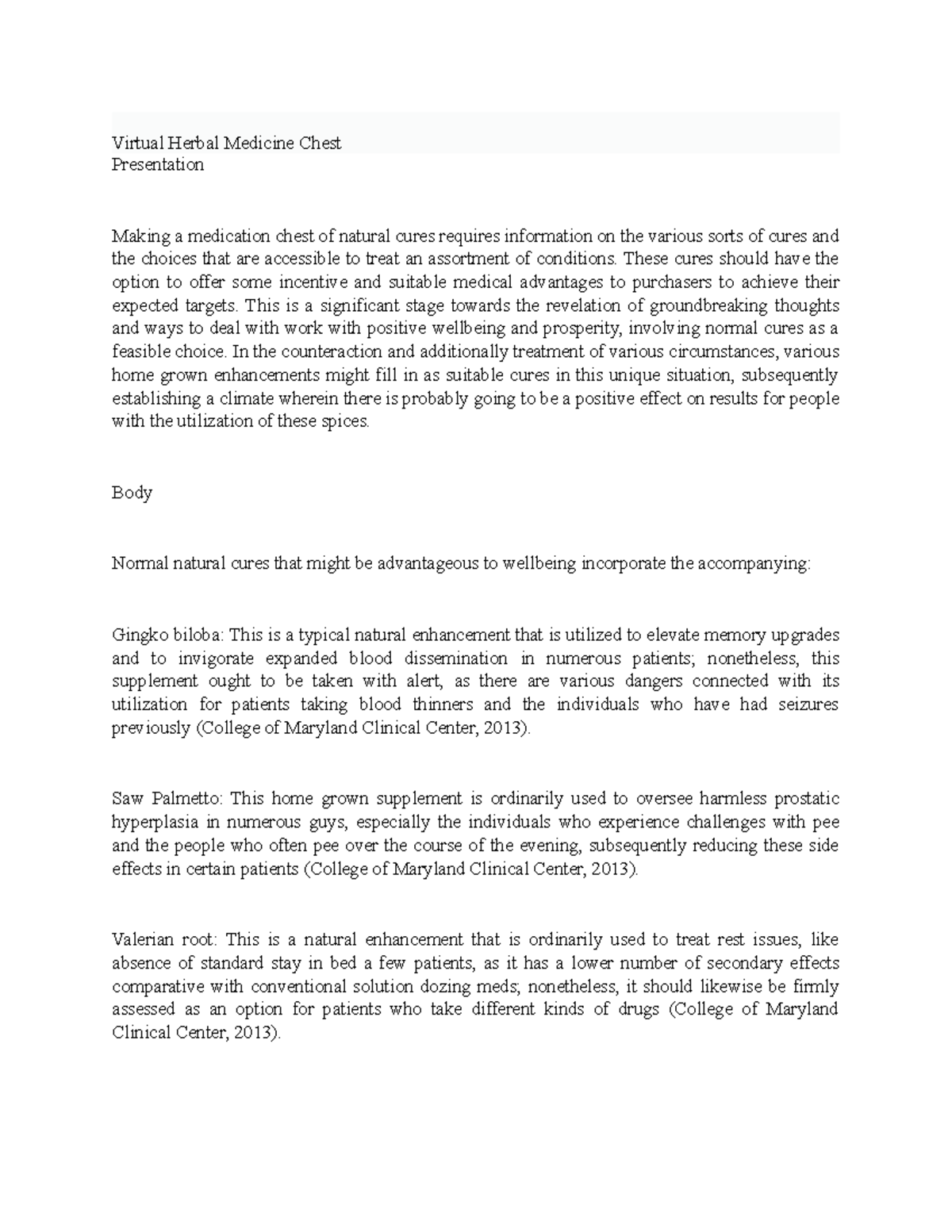 Virtual Herbal Medicine Chest - Virtual Herbal Medicine Chest ...