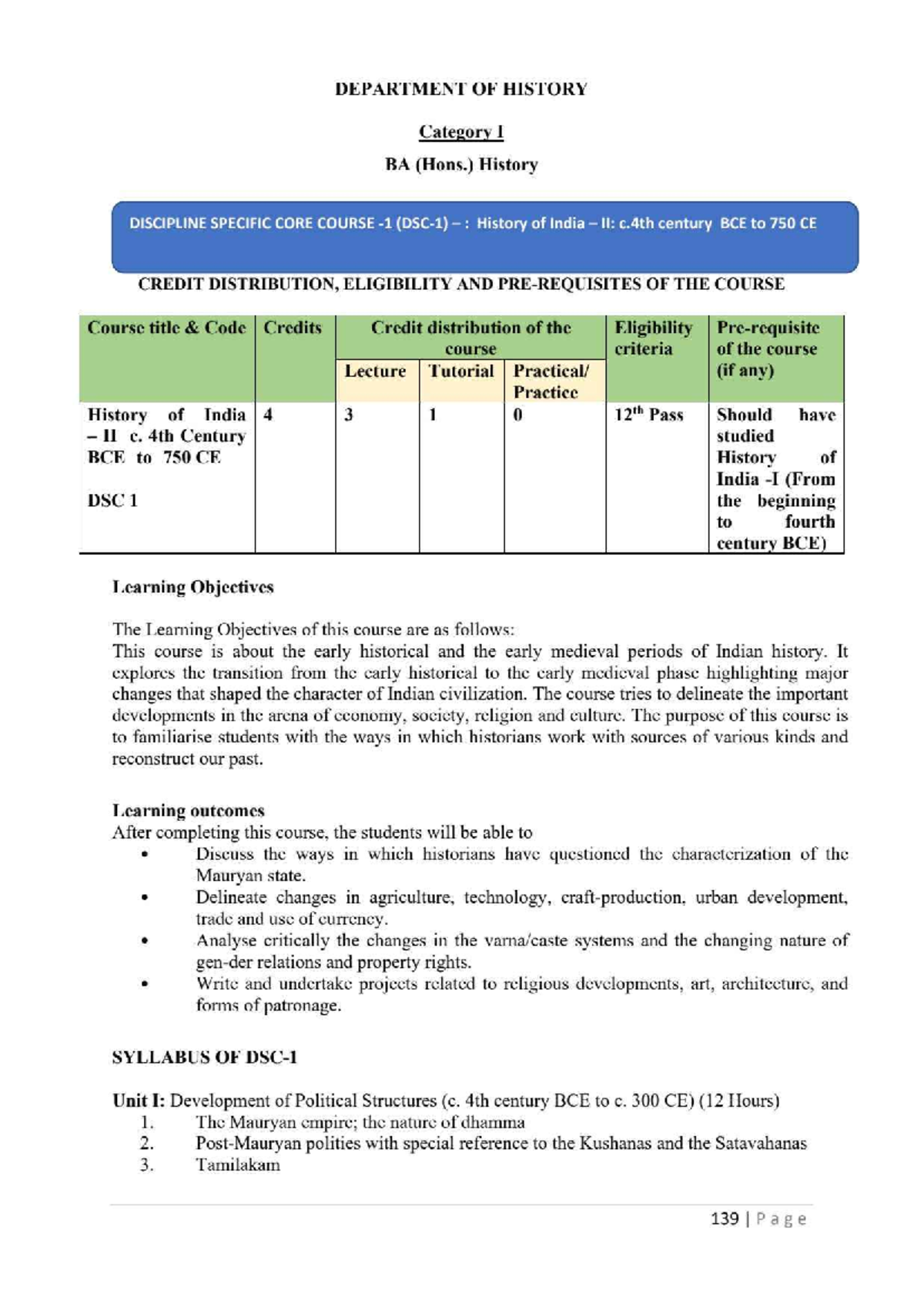 Sem 2 syllabus - BA (Hons.) History - Studocu
