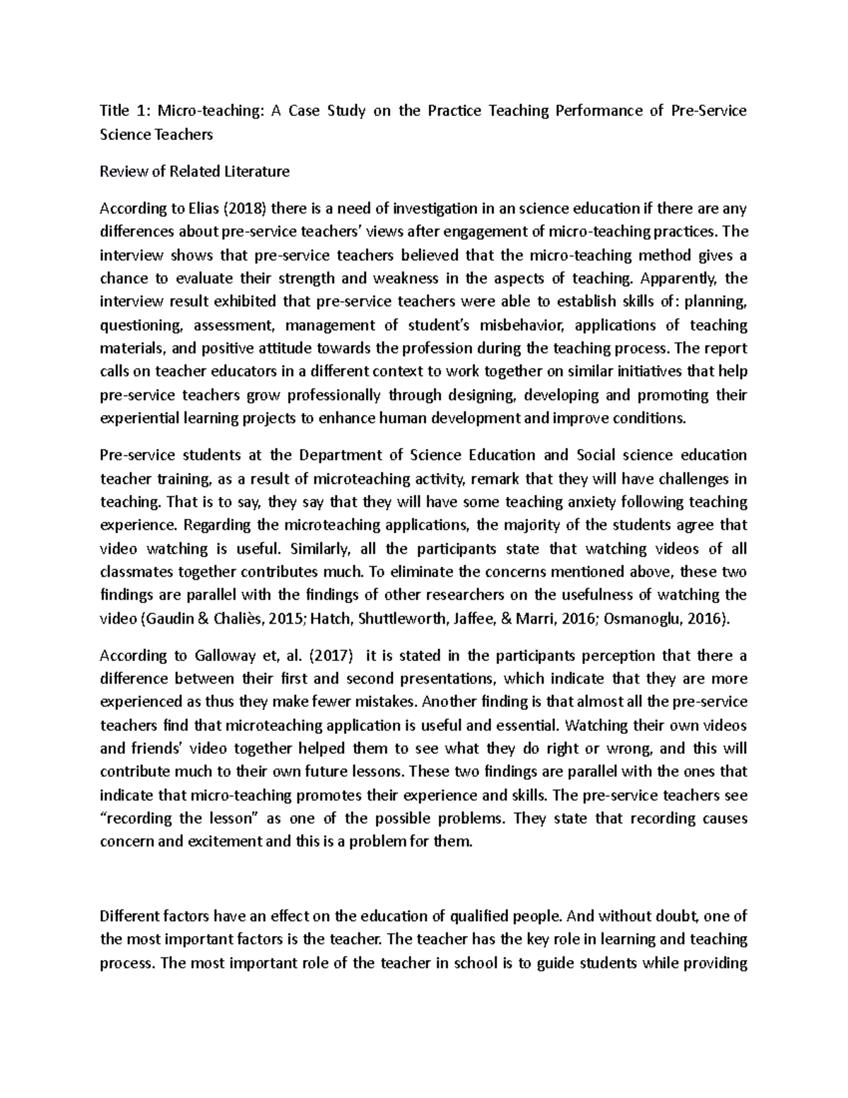 Title 1 rrl - Relalted literature for Microteaching Case Study - Title ...