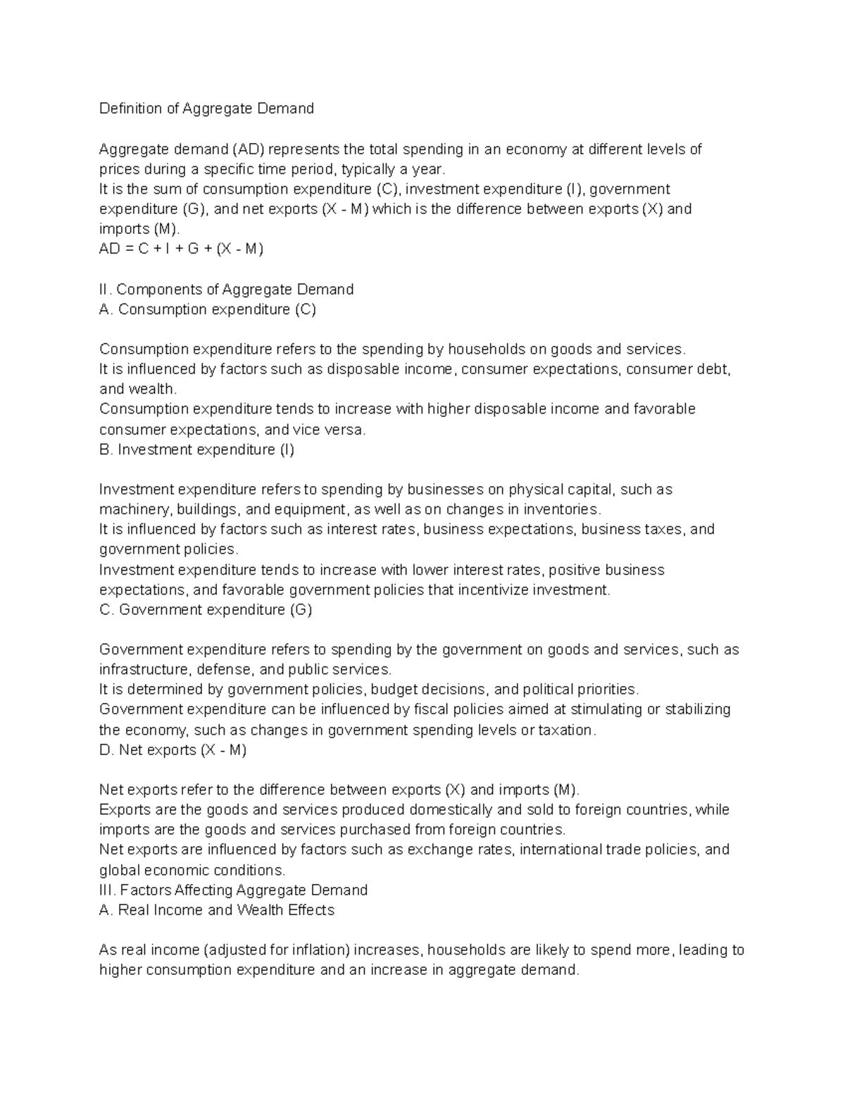 Aggregate demand - Definition of Aggregate Demand Aggregate demand (AD ...