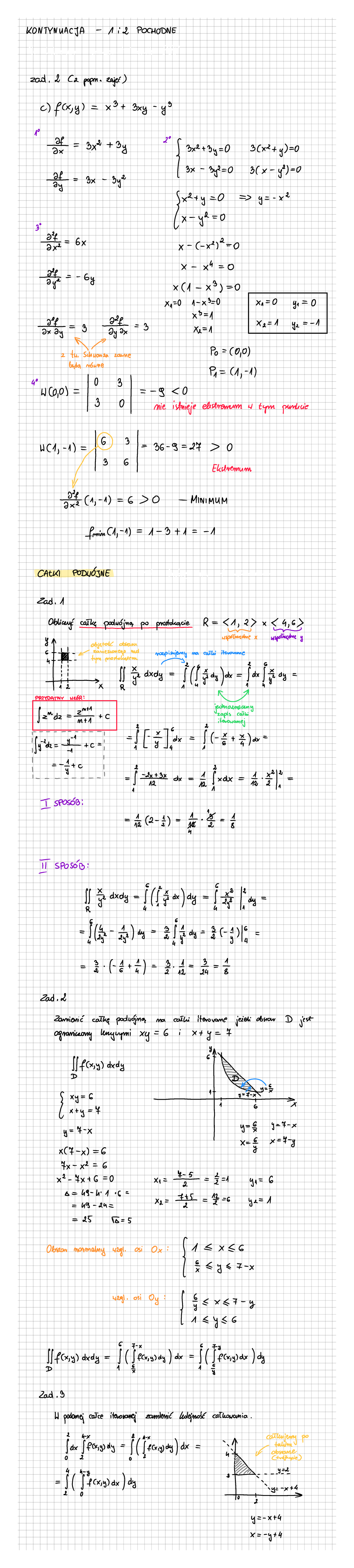 1 i 2 pochodne, całki podwójne - K O NTYN UA C JA - 1 i Z POC H O DNE ...