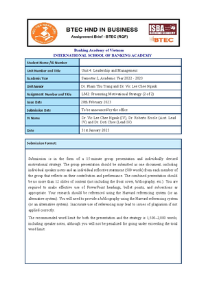Cover PAGE - LM A2 - Higher Nationals STUDENT ASSESSMENT SUBMISSION AND DECLARATION When ...