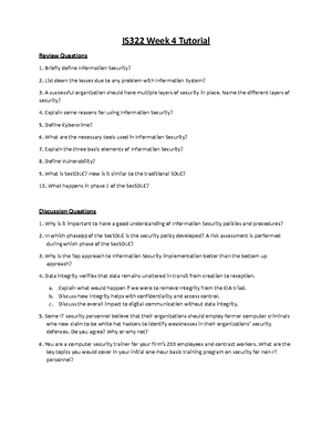 IS322 Week 3 Tutorial and Lab - IS322 Week 3 Tutorial/Lab Review Questions Define the term ...