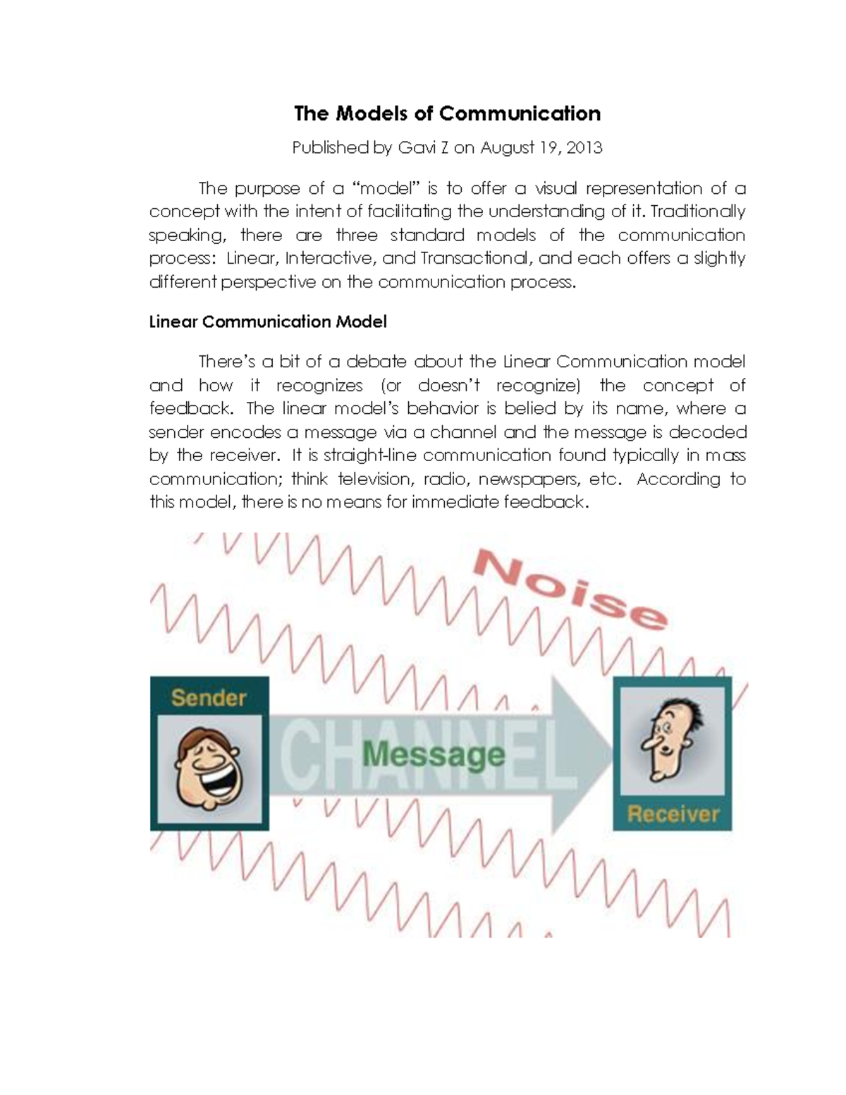 Models of Communication - The Models of Communication Published by Gavi ...