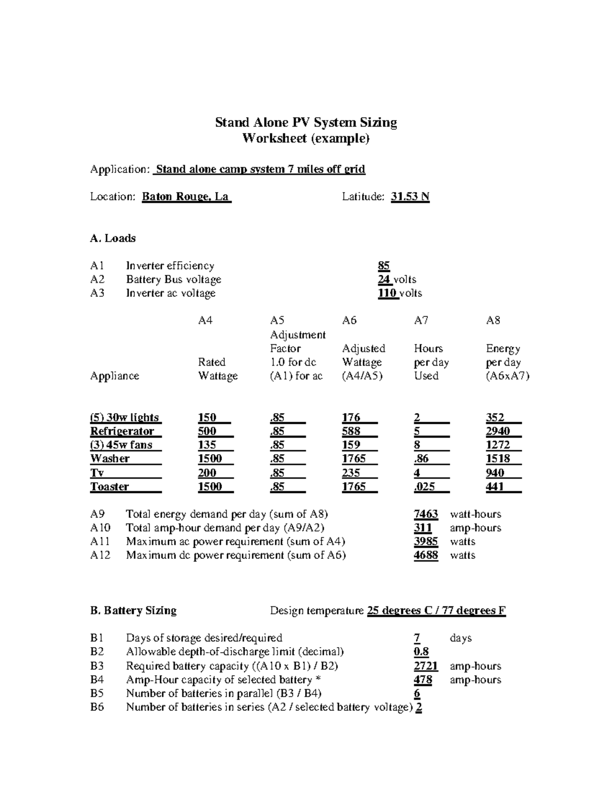 Standalone PV Sizing Guide - Stand Alone PV System Sizing Worksheet ...