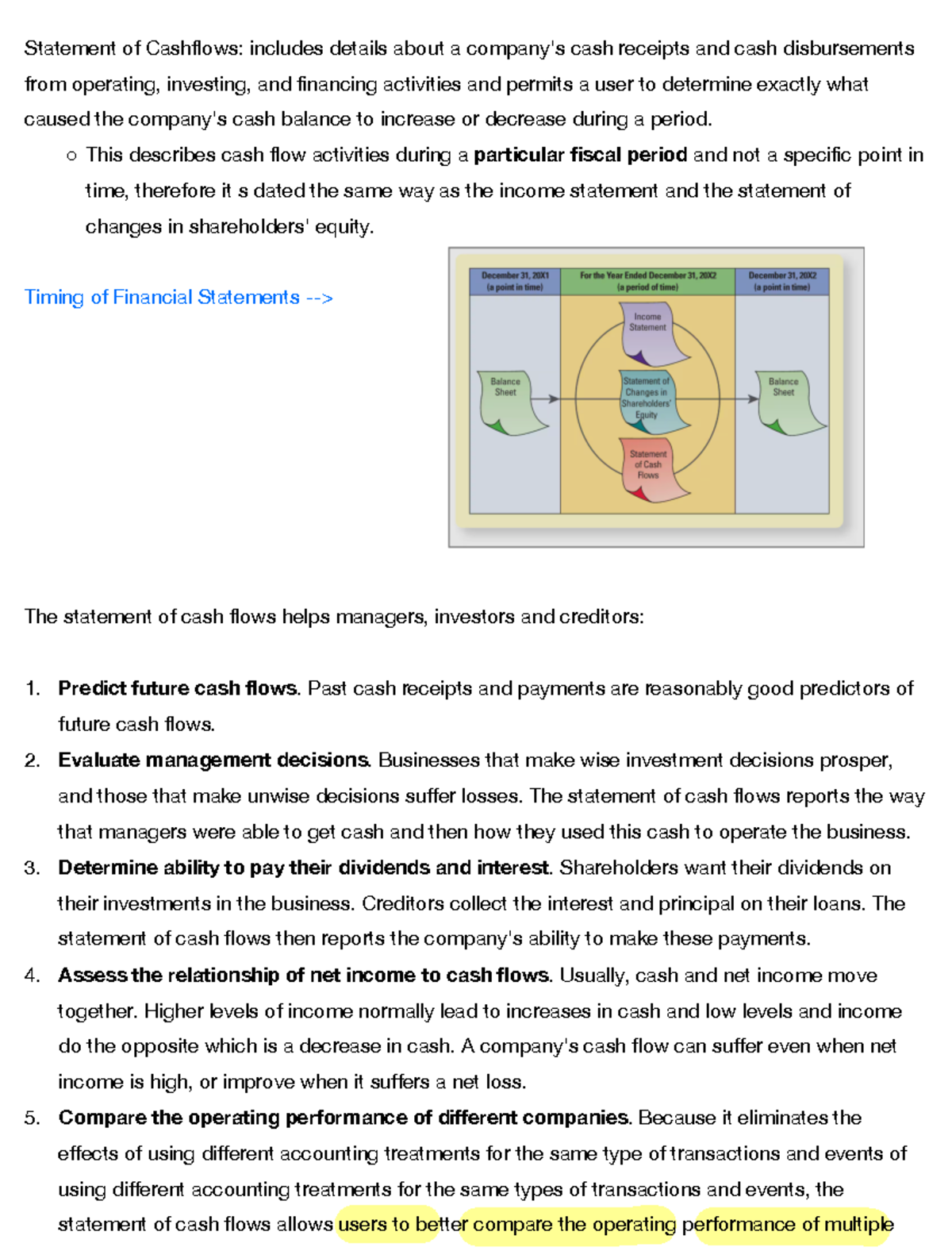 C9 Accounting Reading Notes - Statement of Cashflows: includes details ...