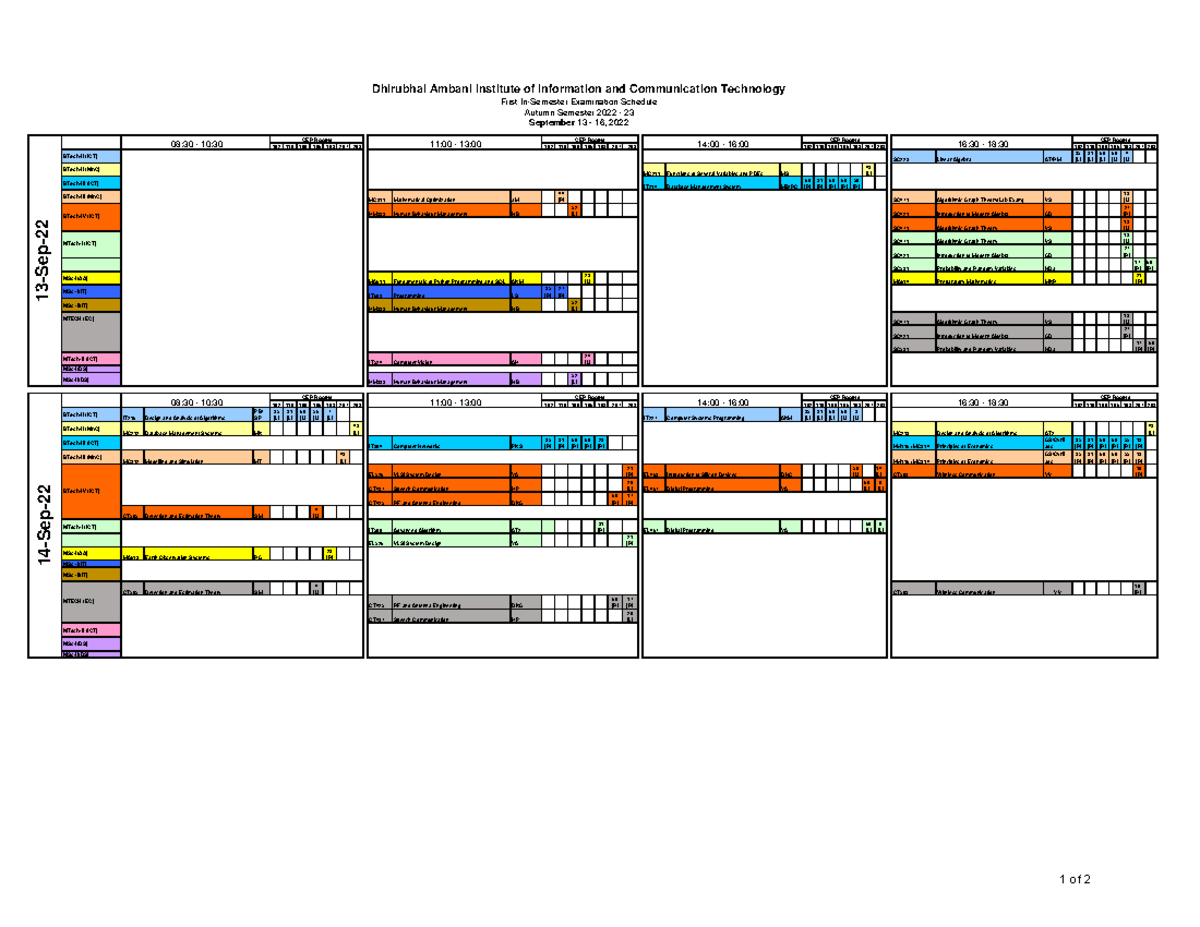 Draft time table for AUT 22-23 Other then UG2022 - 102 110 108 106 103 ...