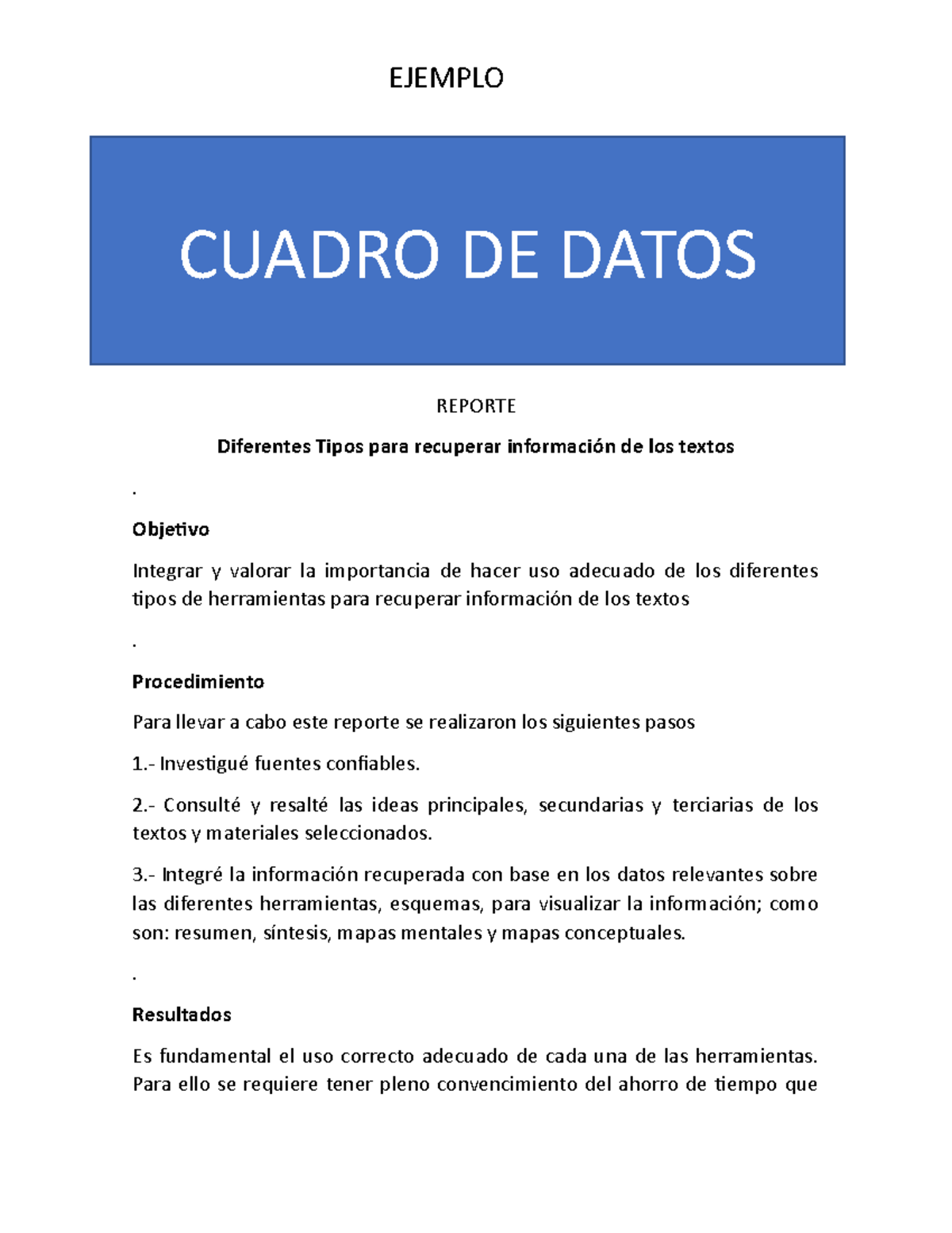Ejemplo DE UN Reporte Tecmilenio - EJEMPLO REPORTE Diferentes Tipos ...
