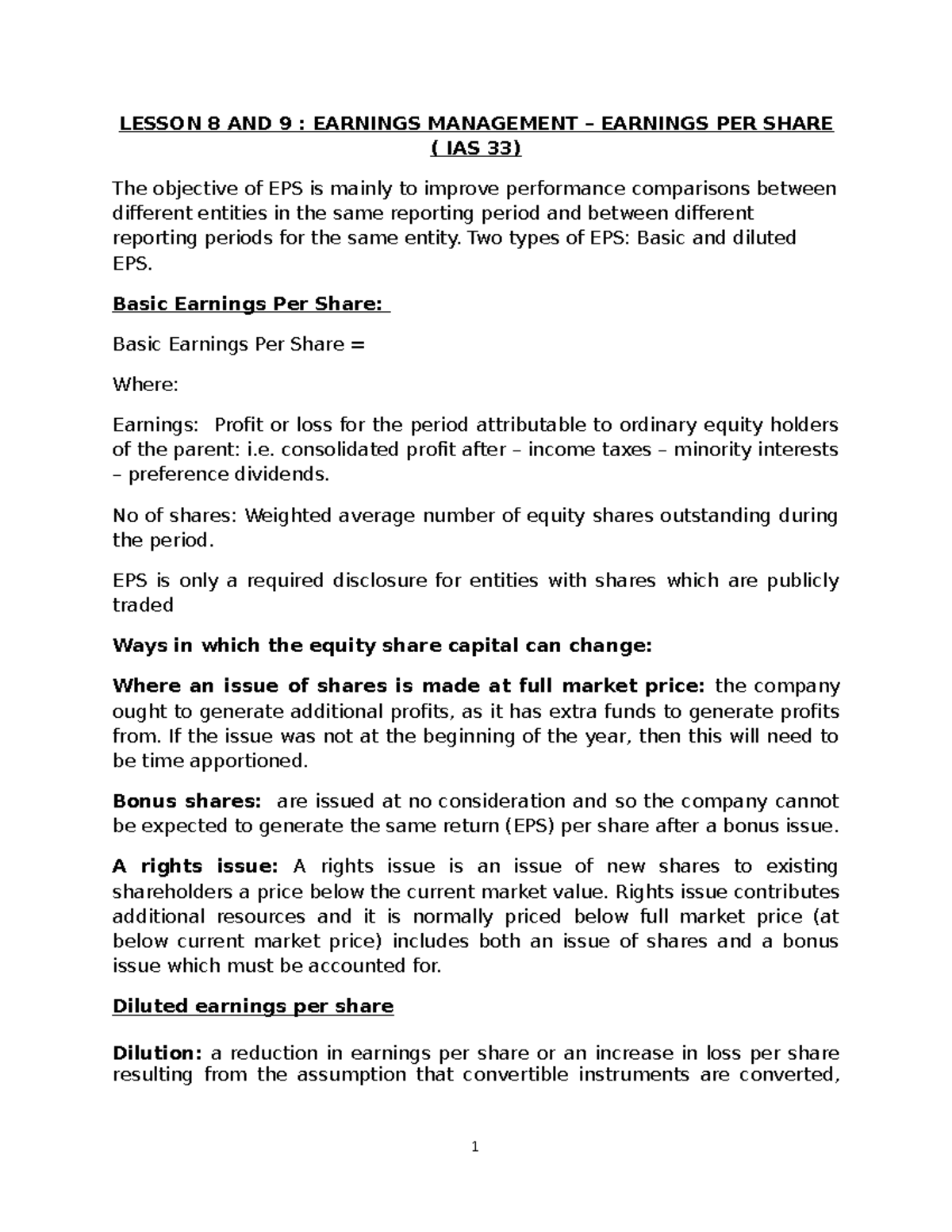 Lesson 8 and 9 Earnings Management - LESSON 8 AND 9 : EARNINGS ...