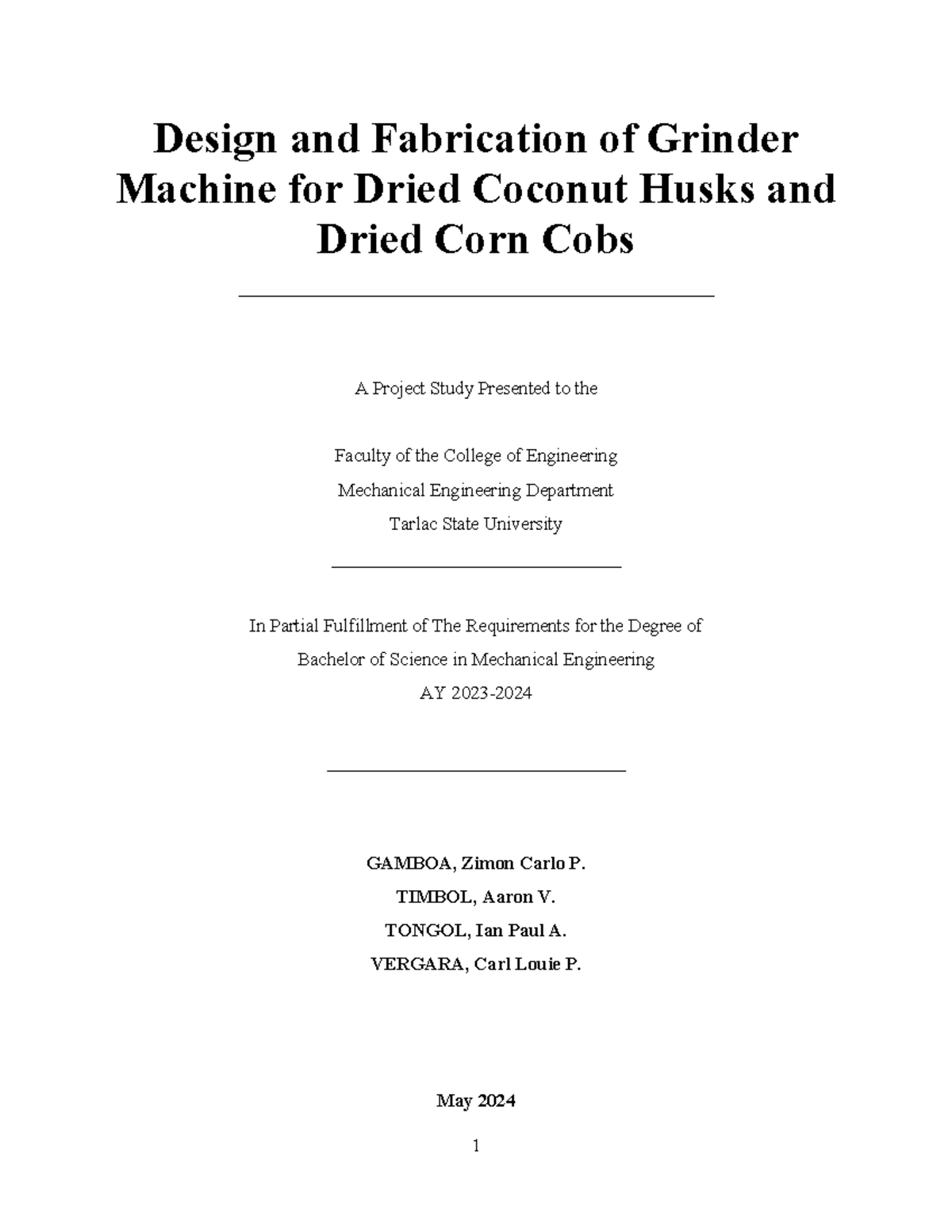 Grinder for coconut husks and corn cobs - Design and Fabrication of ...
