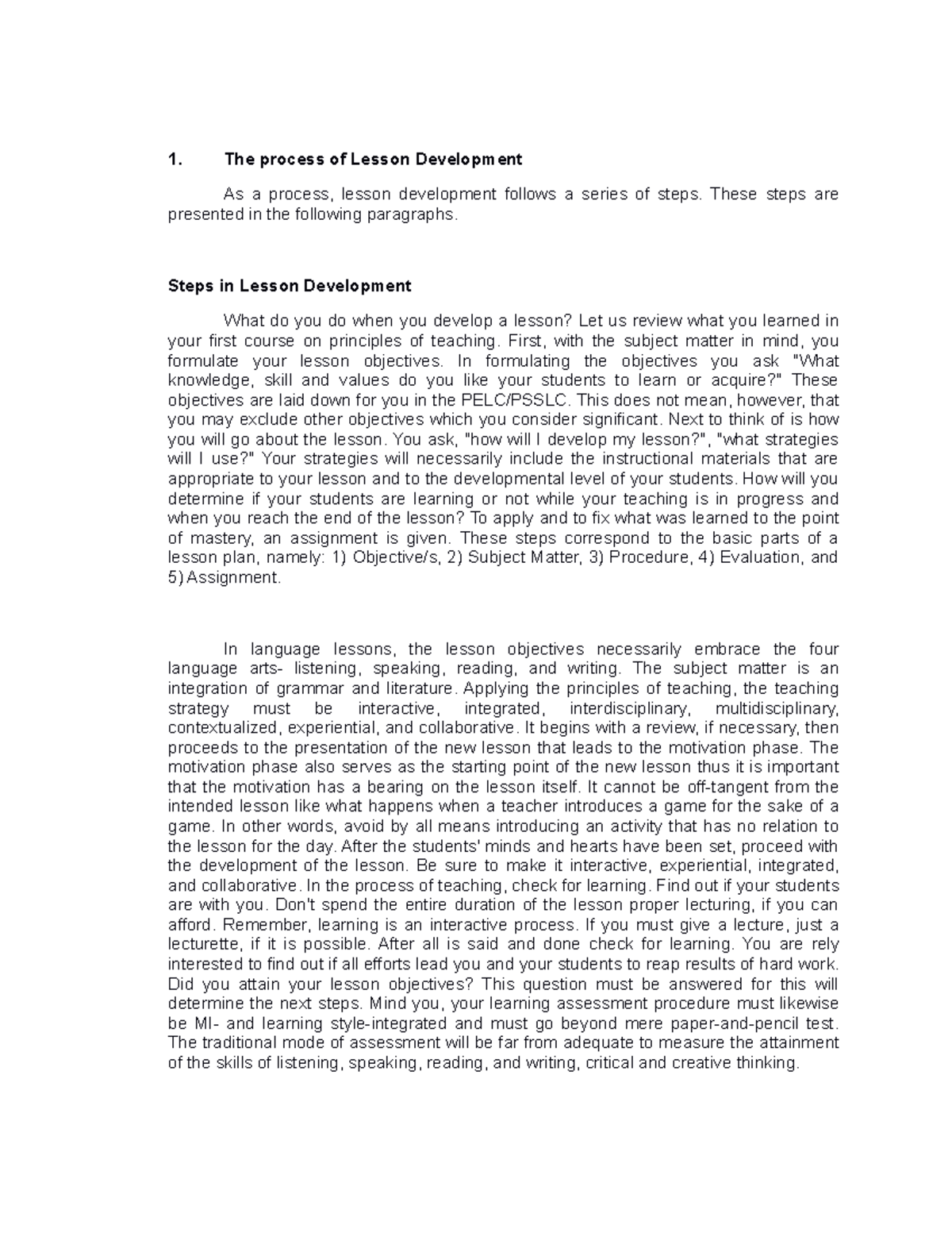 Principles and Methods of Teaching 13 - The process of Lesson ...