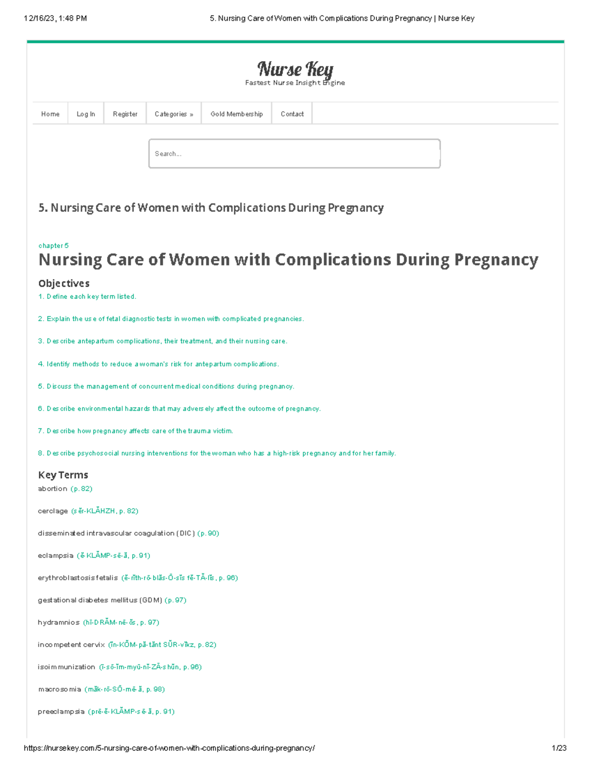 5. Nursing Care of Women with Complications During Pregnancy Nurse Key ...