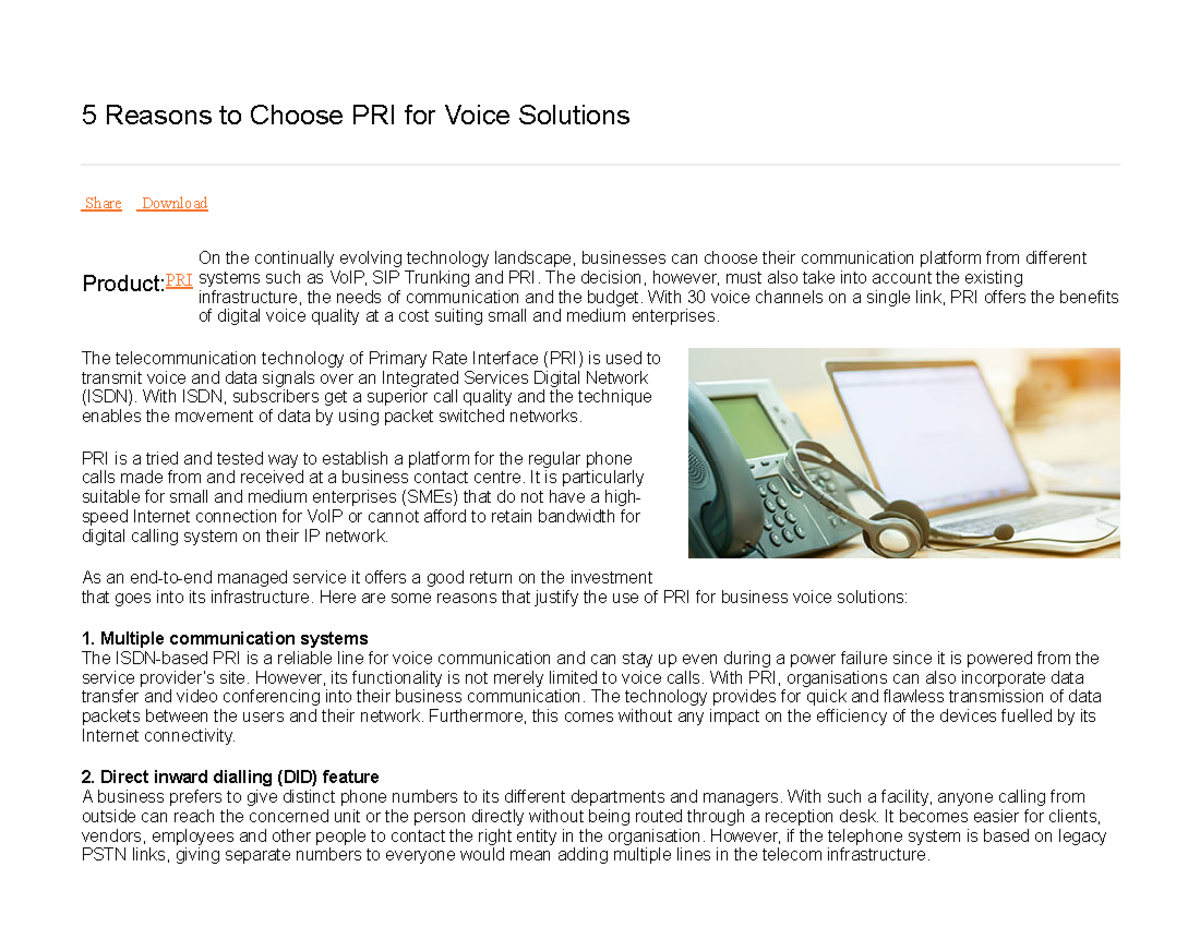 5 Reasons to Choose PRI for Voice Solutions - The decision, however ...