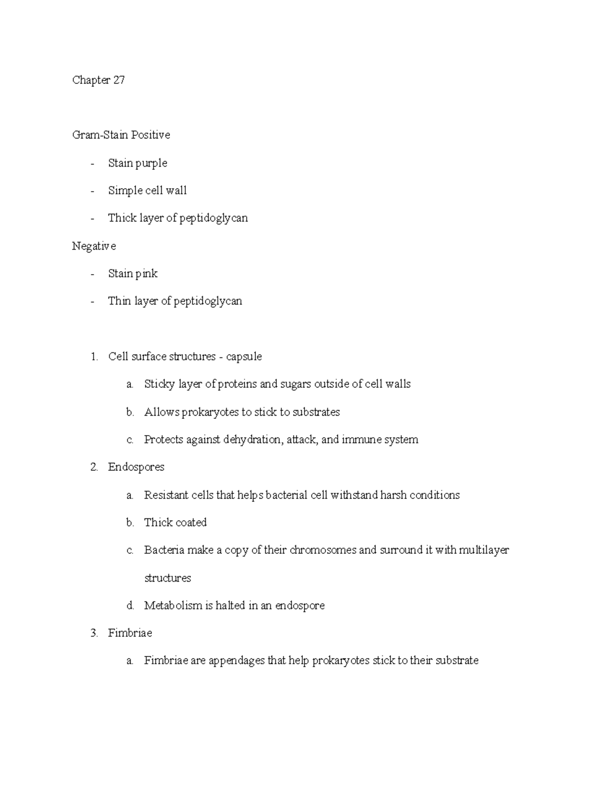 Bio Chapter 27 Notes - Chapter 27 Gram-Stain Positive - Stain purple ...