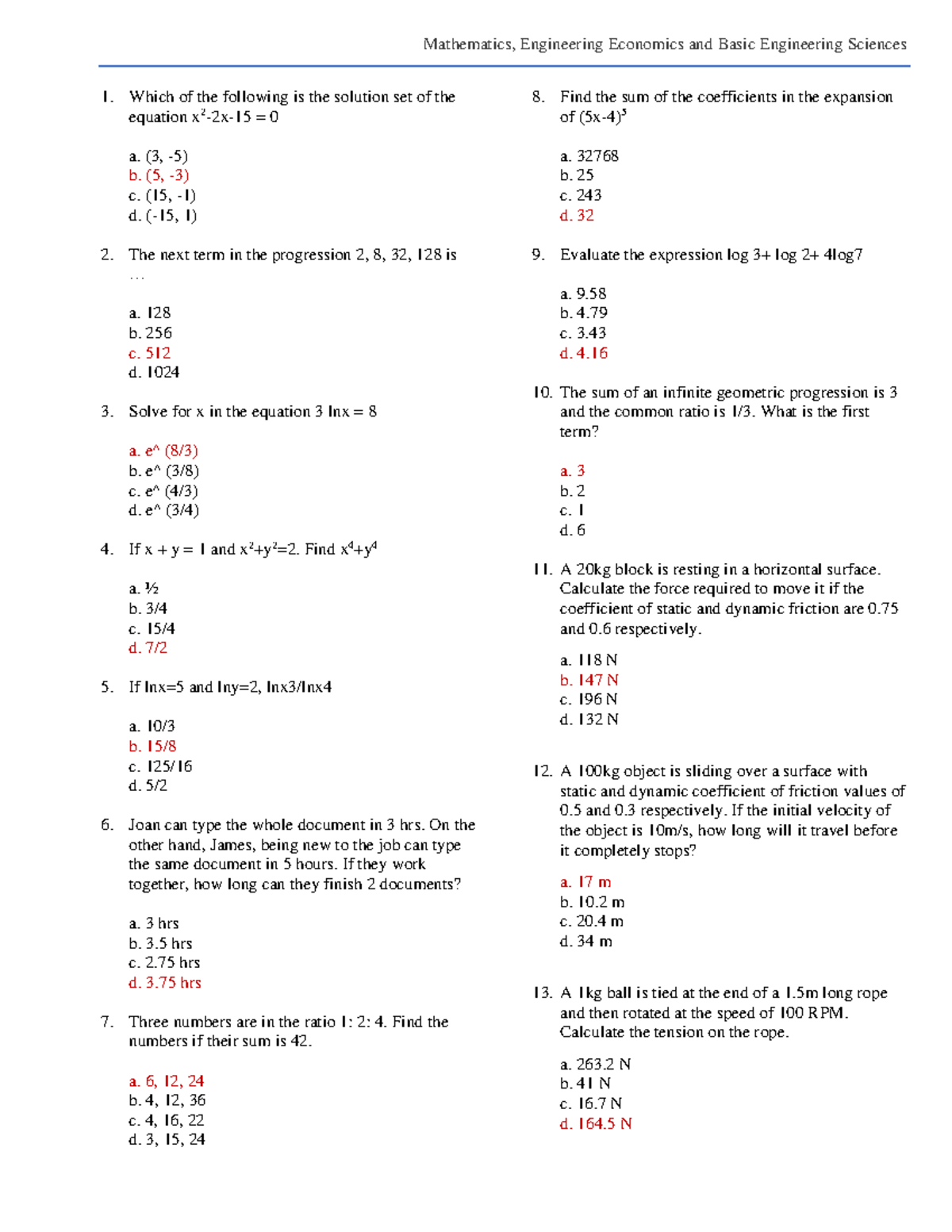 Pst math - Practice Materials - Which of the following is the solution ...