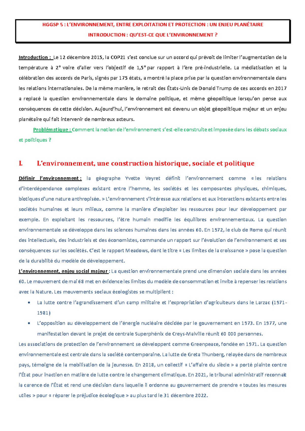 Quest ce que lenvironnement - HGGSP 5 : L’ENVIRONNEMENT, ENTRE ...