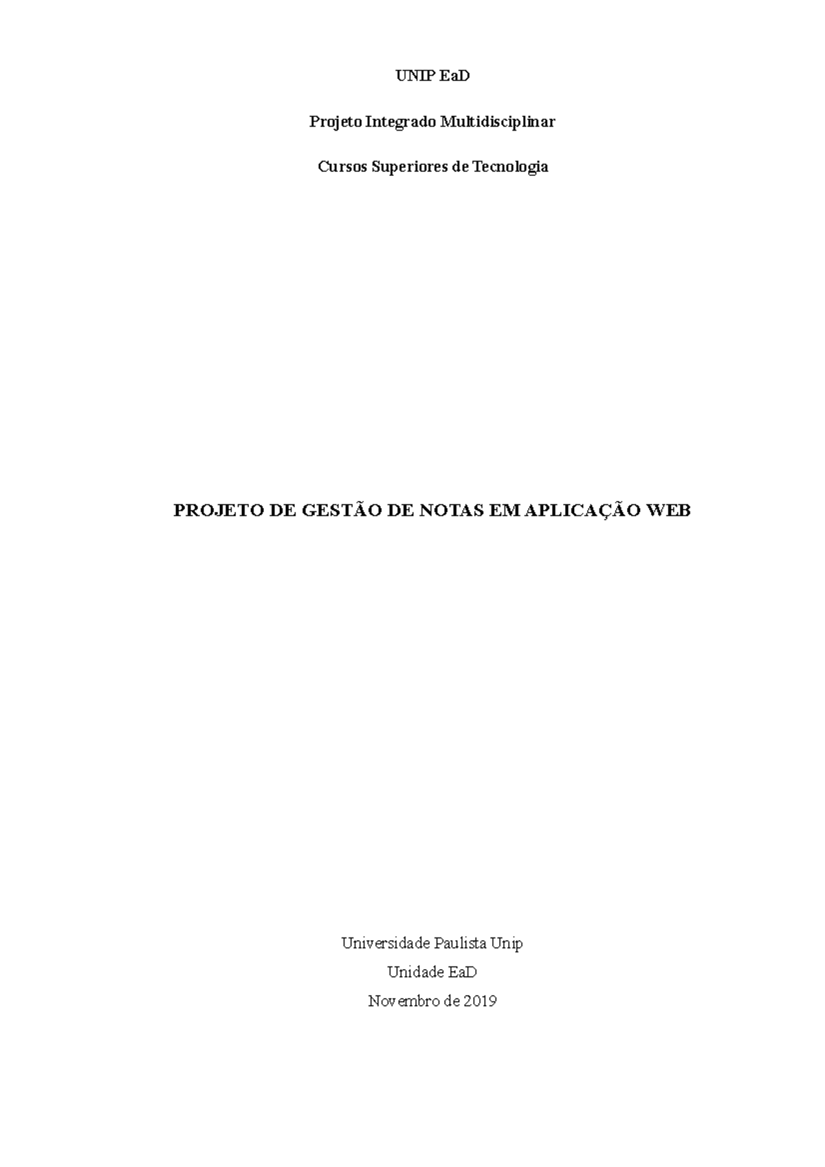 PIM VIII - PIM VIII ADS - UNIP EaD Projeto Integrado Multidisciplinar ...