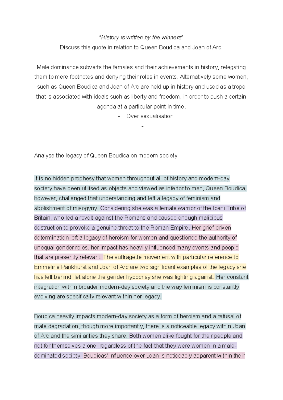 Boudica essay - “History is written by the winners” Discuss this quote ...