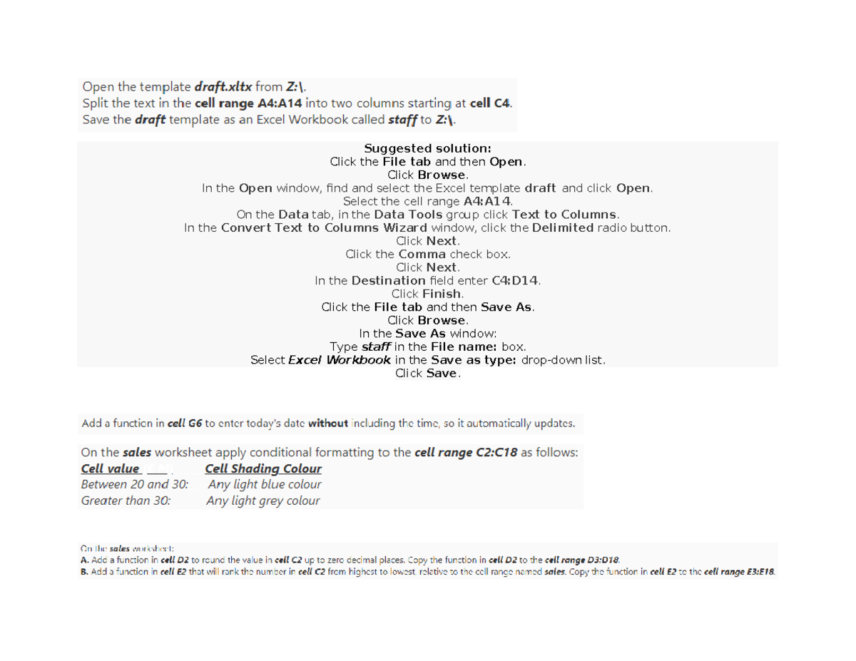 ICDL Mock Test - Suggested solution: Click the File tab and then Open ...