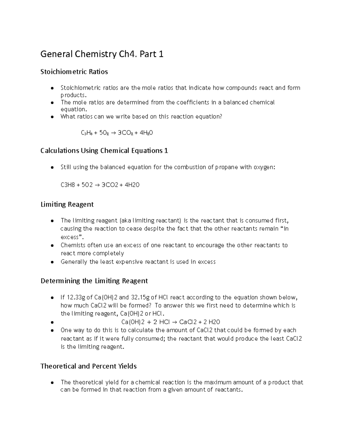 Chem 4 - Lecture notes 4 - General Chemistry Ch4. Part 1 Stoichiometric ...