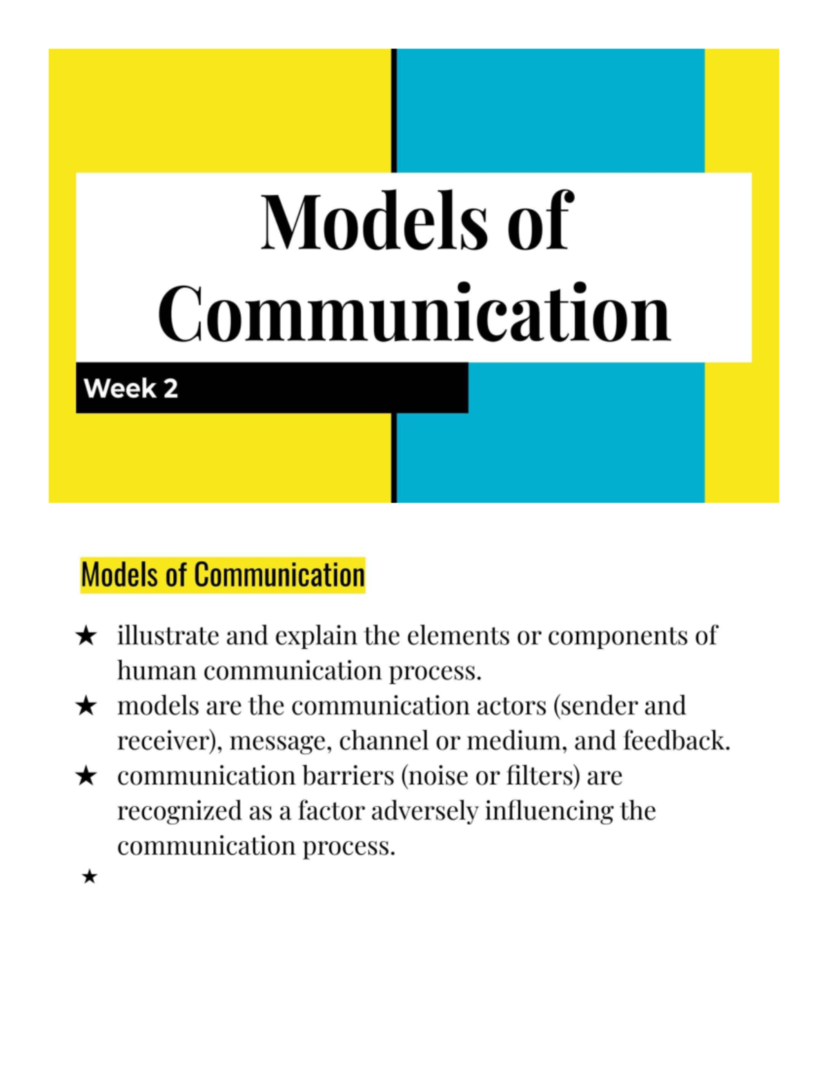 Model of Communication - Education - Studocu