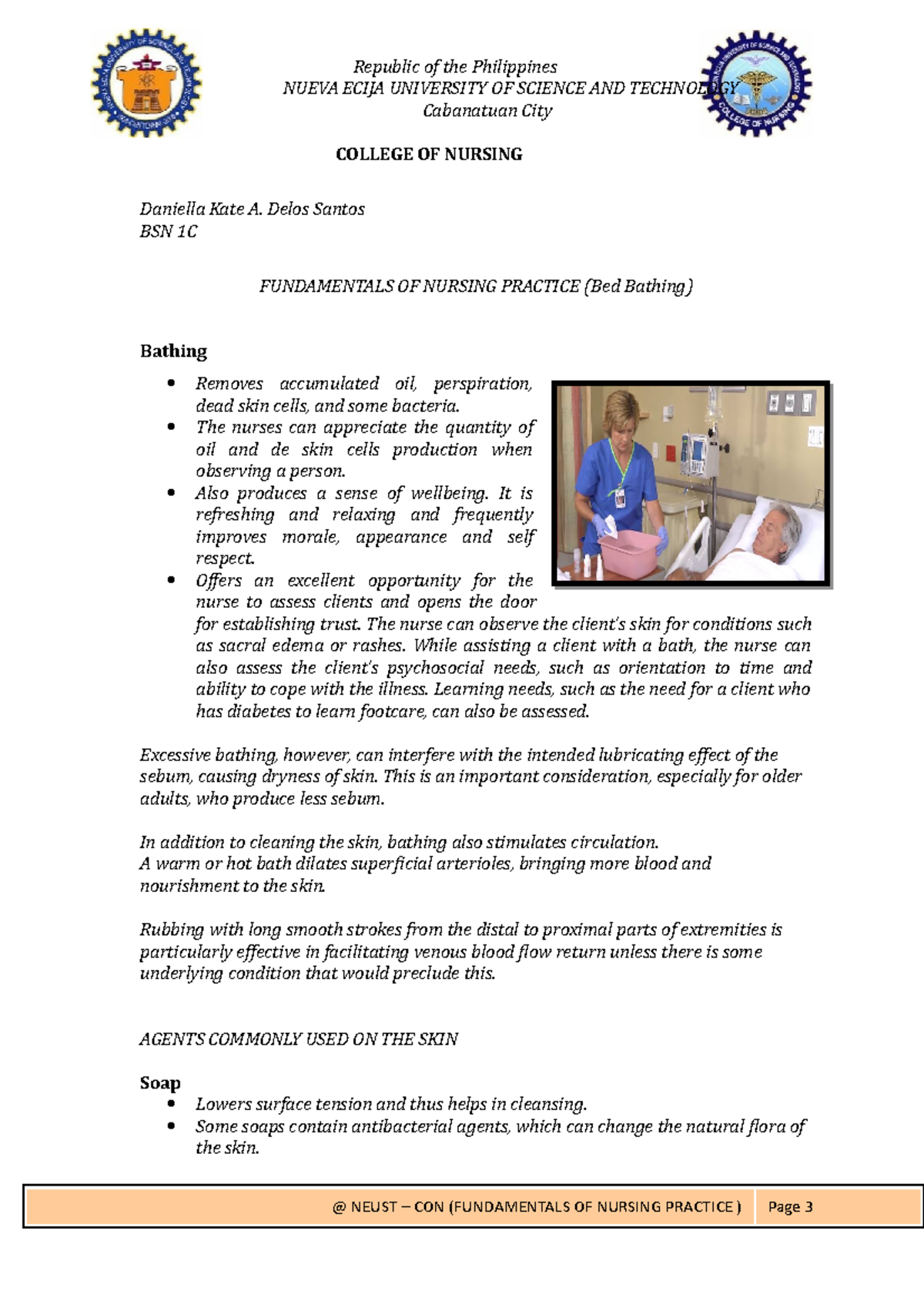 Funda- lesson plan - Grade: 8 - @ NEUST – CON (FUNDAMENTALS OF NURSING ...