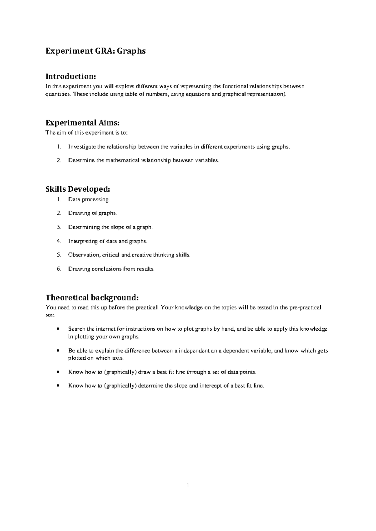 GRA Experiment 2023 - Experiment GRA: Graphs Introduction: In this ...