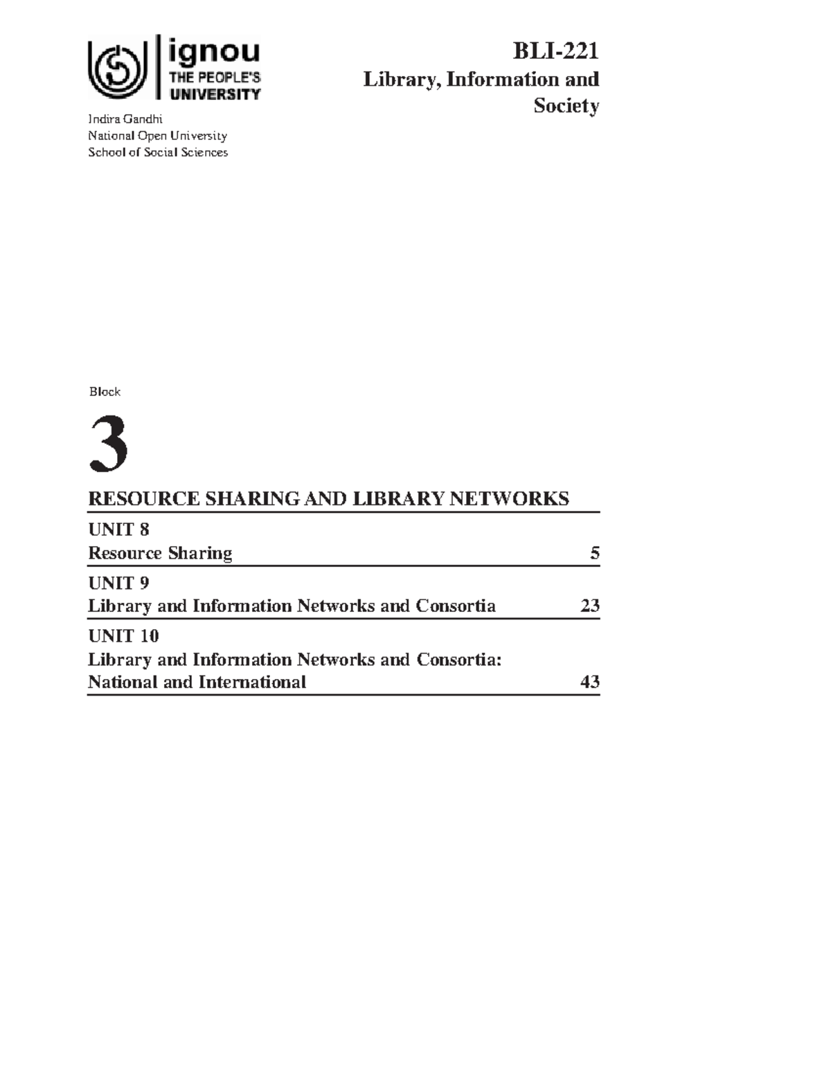 BLI-221B3E - Ignou book material - BLI- Library, Information and ...