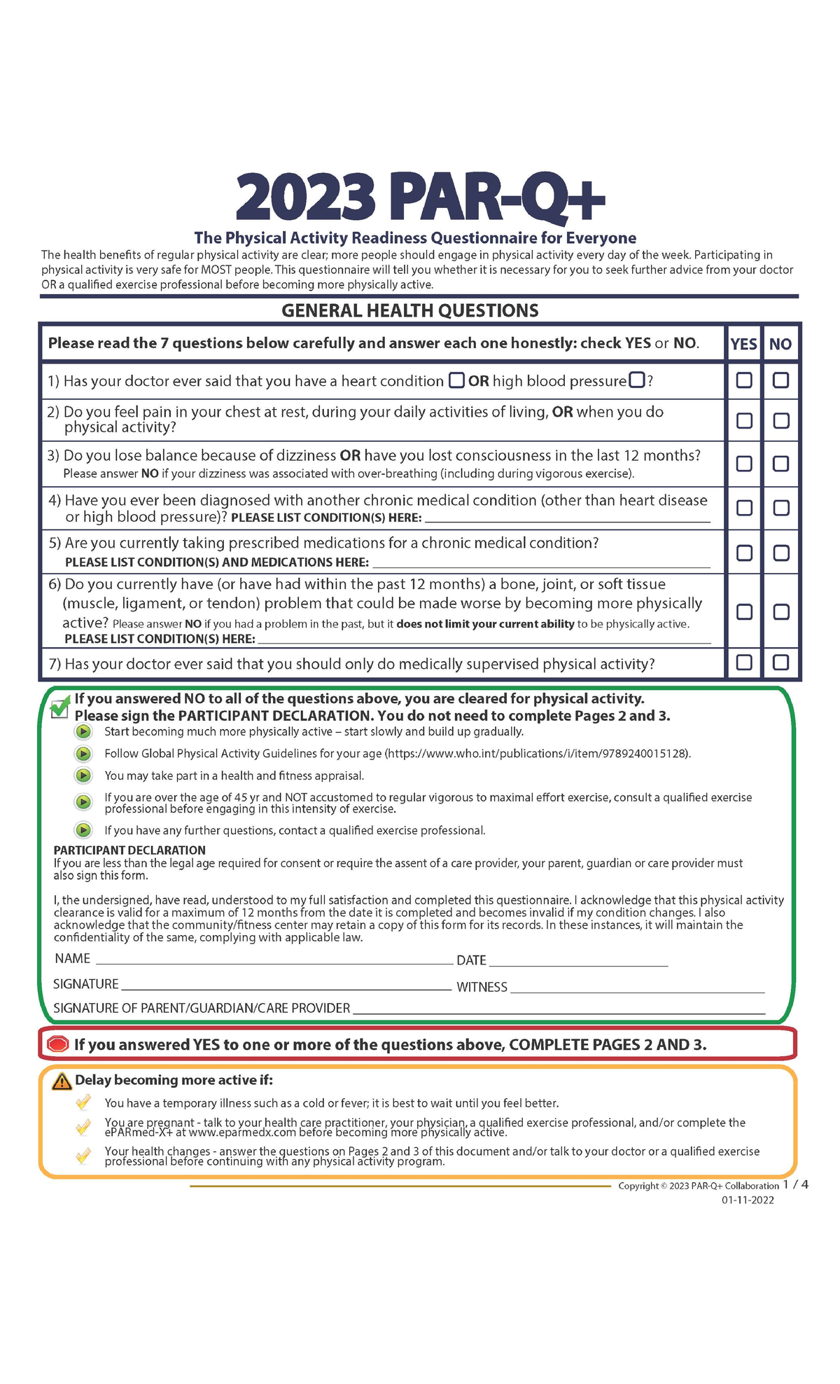 Physical Education - 2023 The Physical Activity Readiness Questionnaire ...