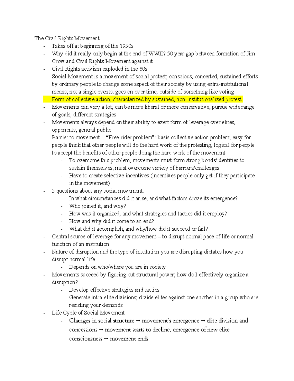 The Civil Rights Movement - SOC 1100-101 - App State - Studocu