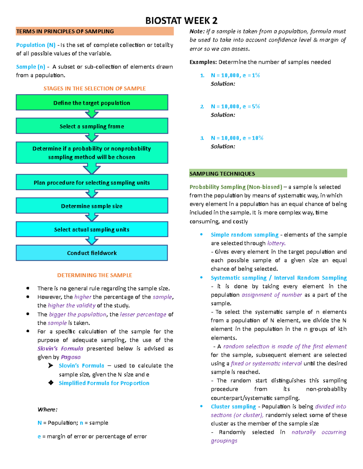 WEEK 2 - Principles IN Sampling - TERMS IN PRINCIPLES OF SAMPLING ...