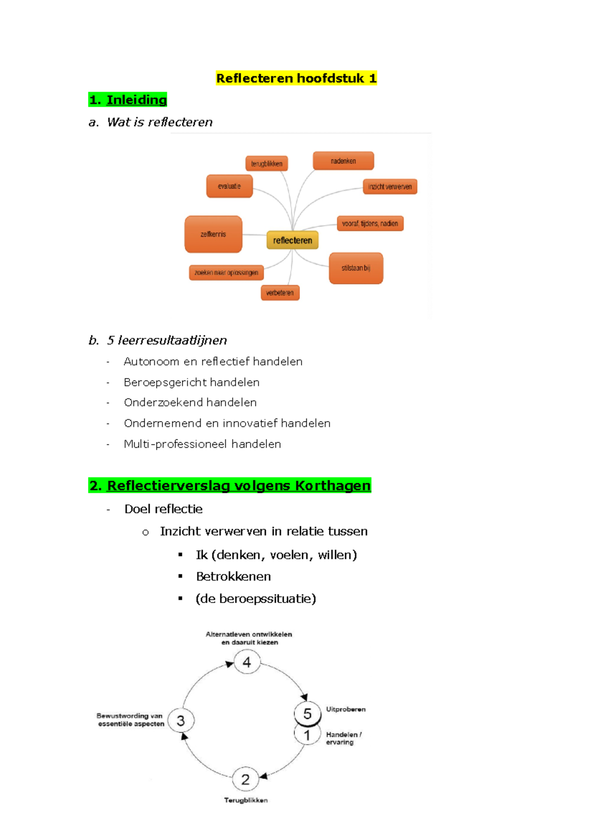 Reflecteren les 1 - Hannelore Nollet - Reflecteren hoofdstuk 1 1. Inleiding a. Wat is ...