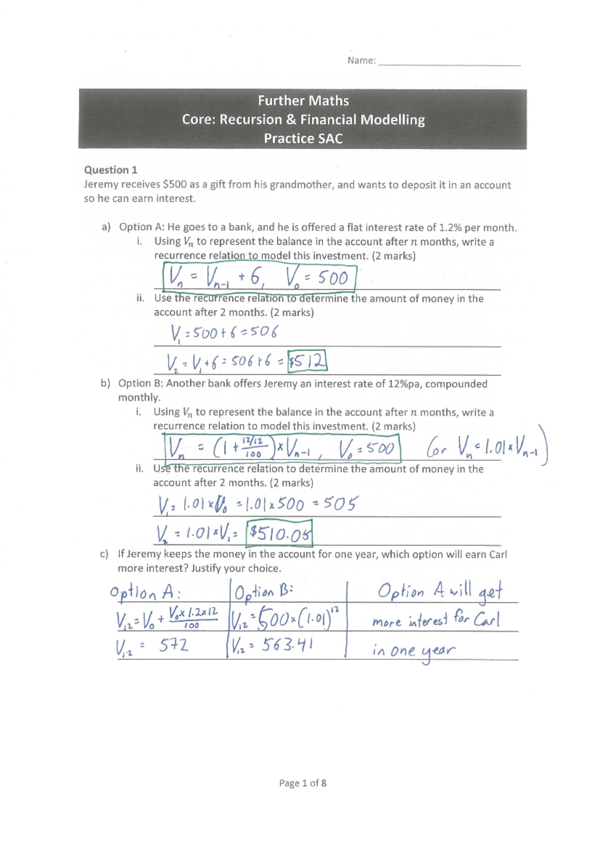 PRAC SAC Solutions - Recursion Financial Modelling - Studocu