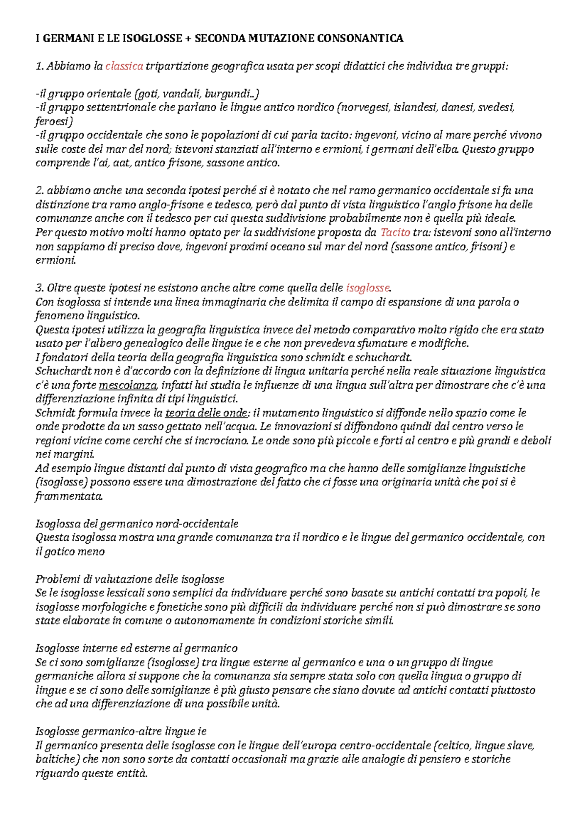 I Germani E LE Isoglosse - I GERMANI E LE ISOGLOSSE + SECONDA MUTAZIONE ...