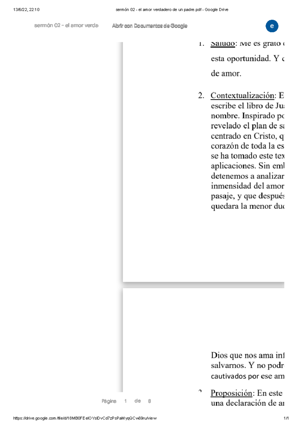 Estudio Biblico 4 - HHDJJ - 13/6/22, 22:10 sermón 02 - el amor ...