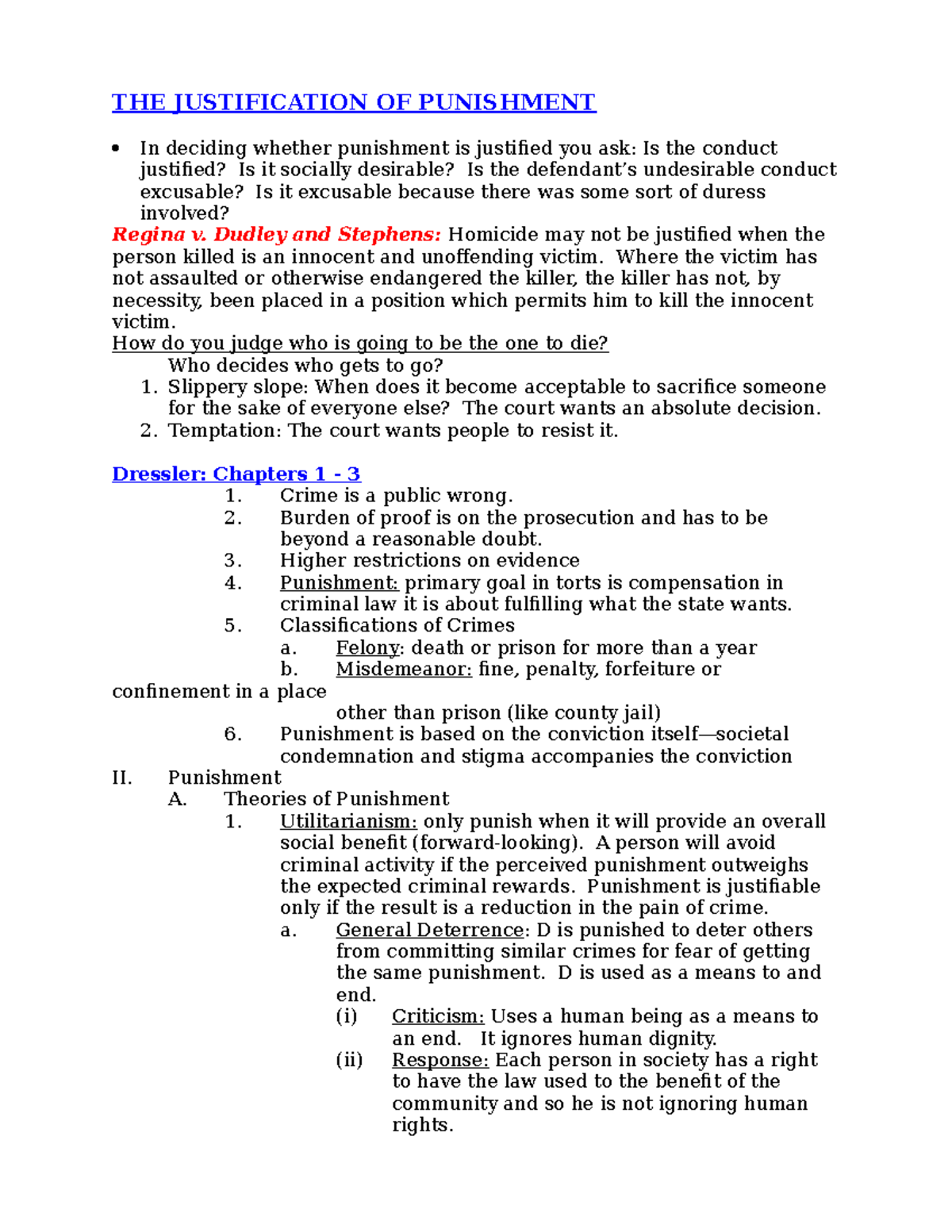 Criminal Law - Prof. Shannon 3 - THE JUSTIFICATION OF PUNISHMENT · In ...