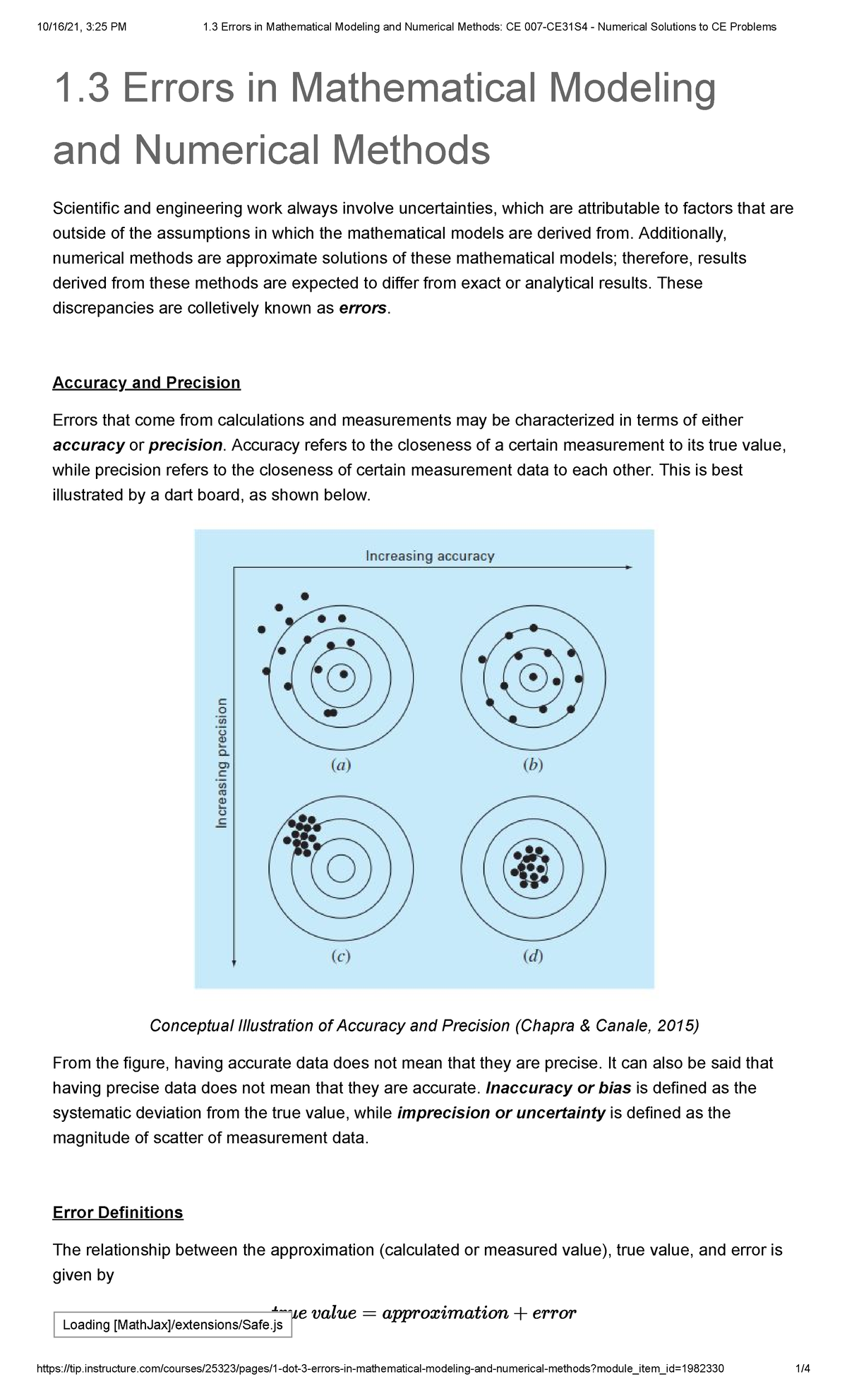 1.3 Errors in Mathematical Modeling and Numerical Methods - Advanced ...