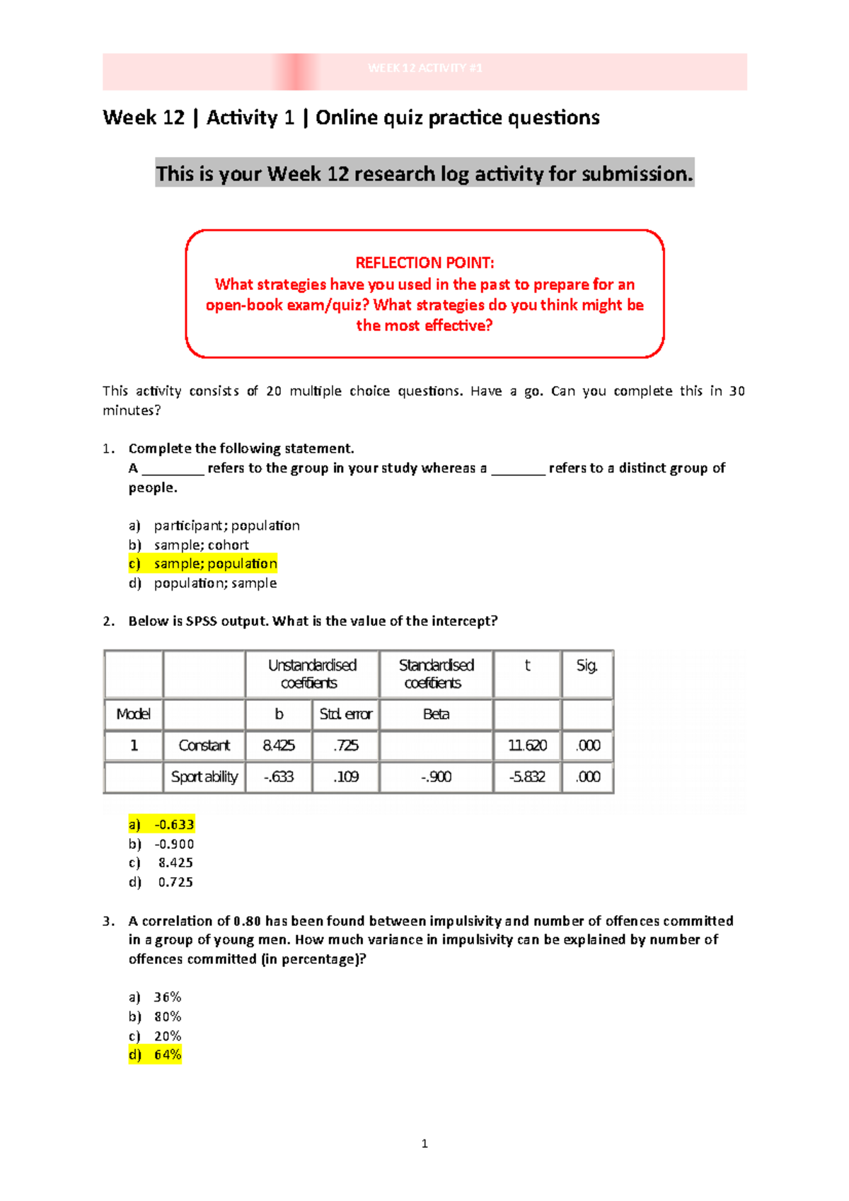 Week twelve Activity - Week 12 | Activity 1 | Online quiz practice ...