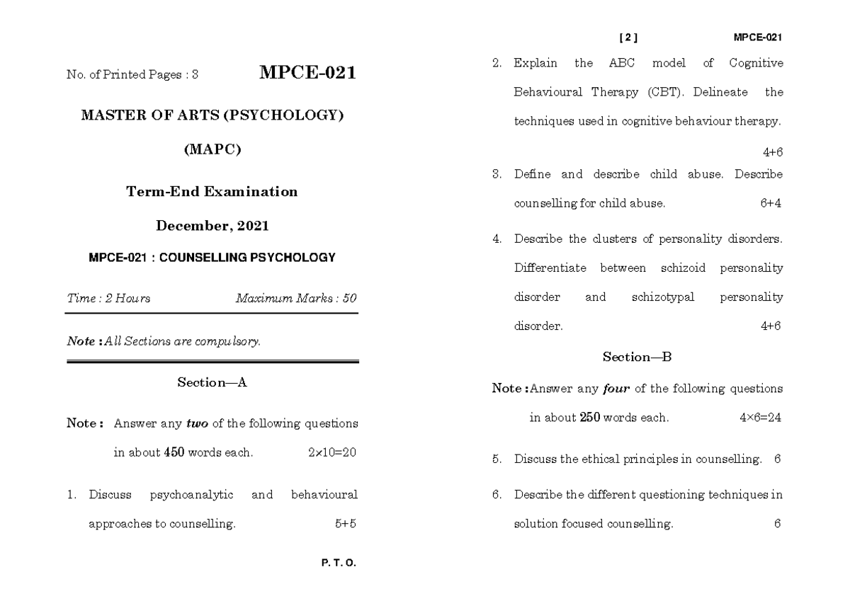 MPCE-021 dec21 - question paper - P. T. O. No. of Printed Pages : 3 ...