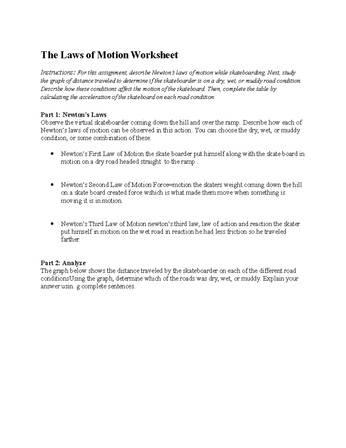 Activity 1 - basically all answers - The Laws of Motion Worksheet ...