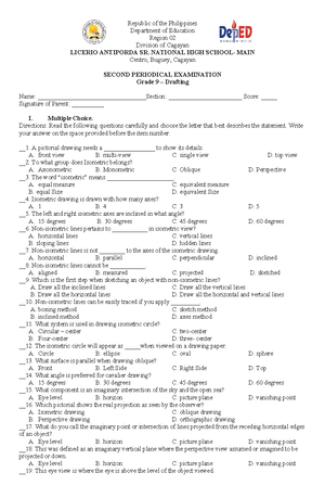 1st Quarter Examination BPP 23-24 - FIRST PERIODICAL EXAMINATION Grade ...