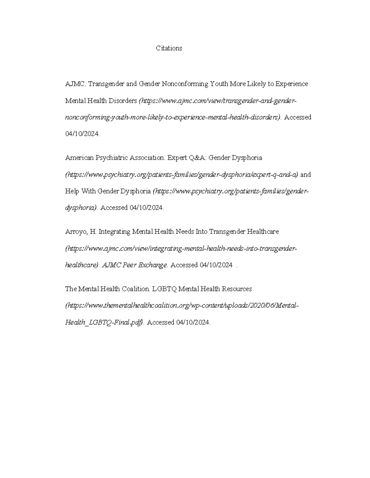 Group project - Nursing - Citations AJMC. Transgender and Gender ...