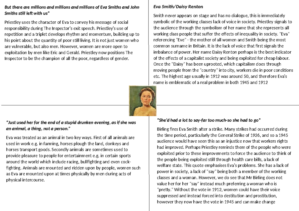 Eva smith Quote Analysis - But there are millions and millions and millions of Eva Smiths and ...